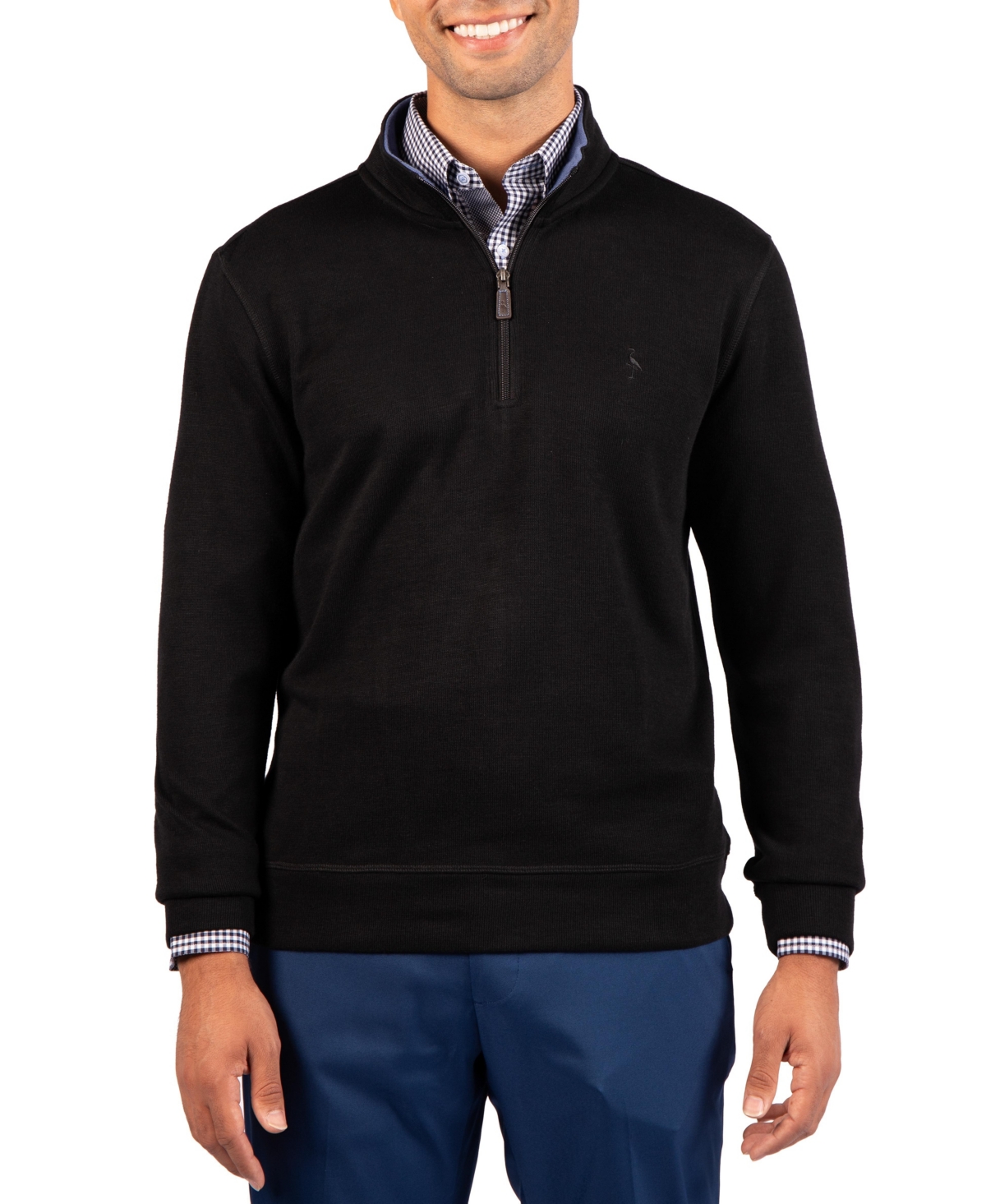 Click here for TailorByrd Mens French Rib Quarter Zip - Black prices