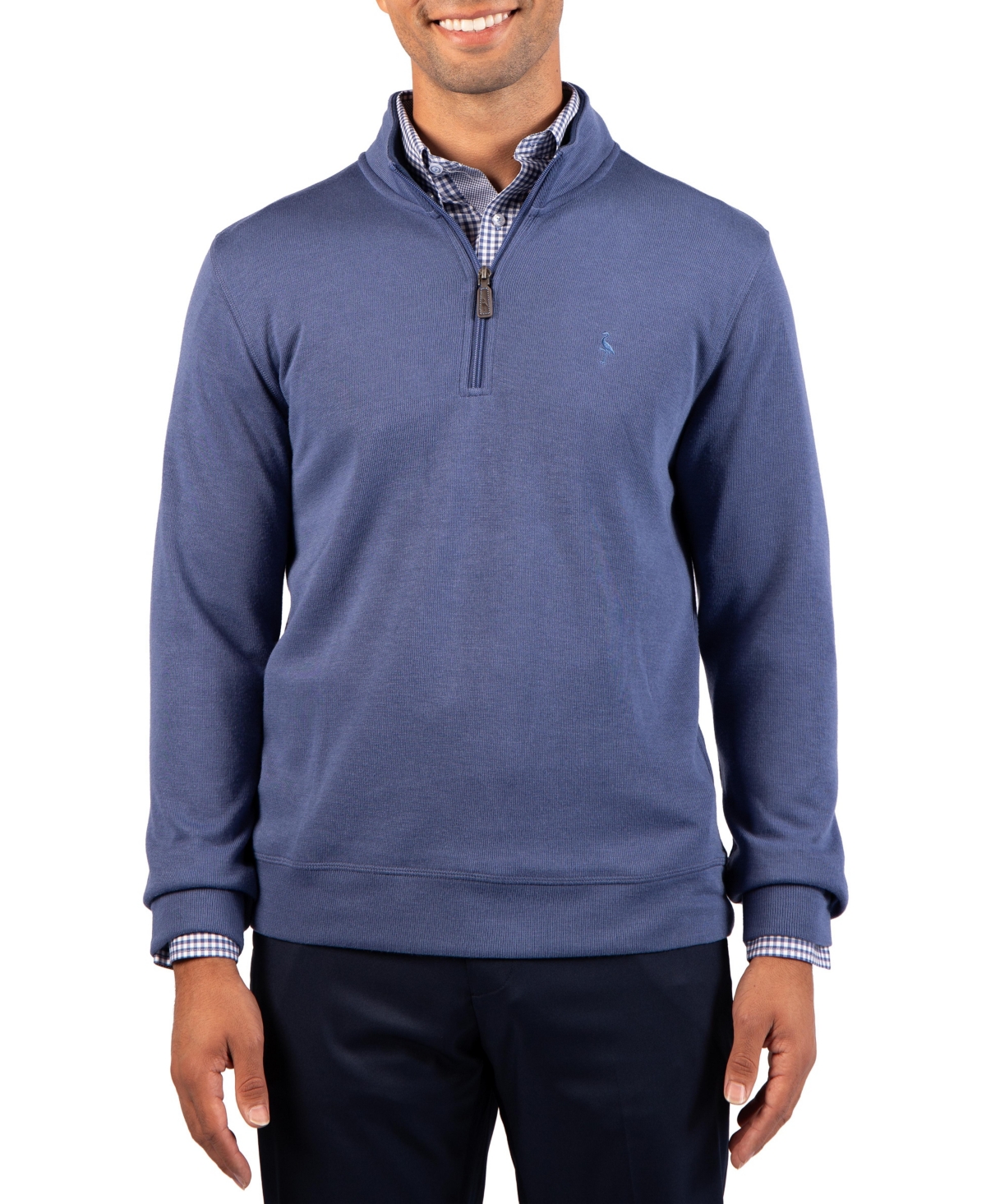 Click here for TailorByrd Mens French Rib Quarter Zip - Gray blue prices