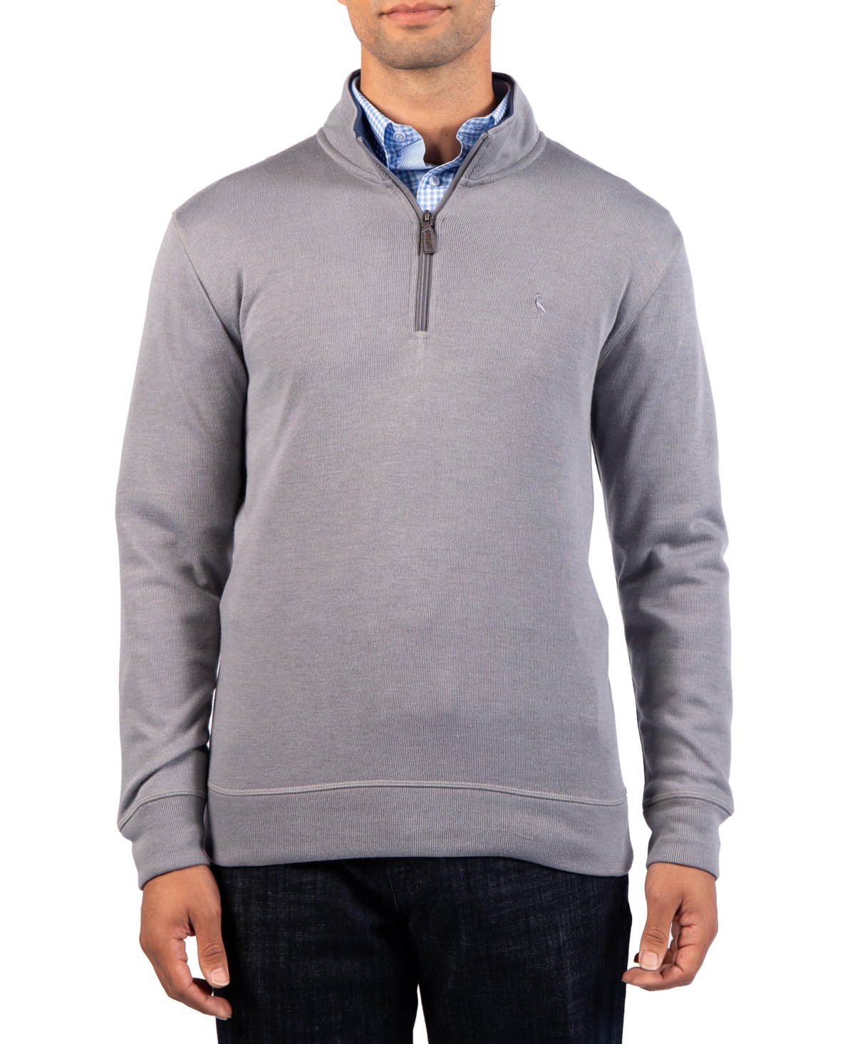 Click here for TailorByrd Mens French Rib Quarter Zip - Gray prices