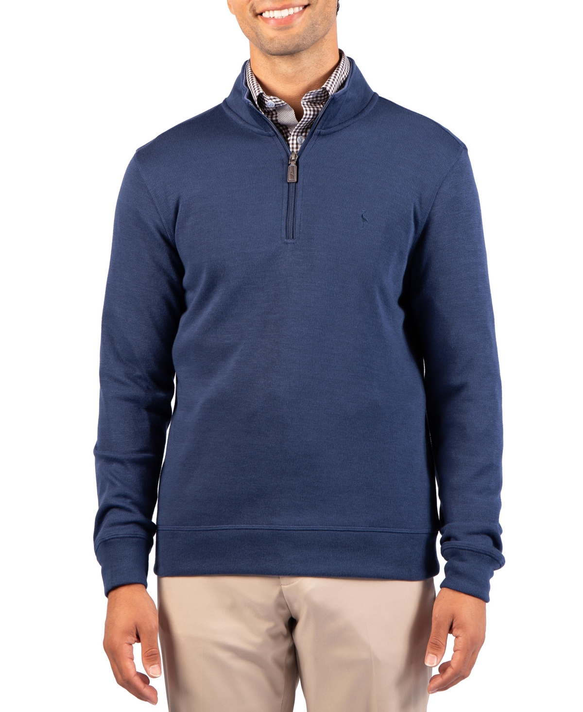 Click here for TailorByrd Mens French Rib Quarter Zip - Navy prices