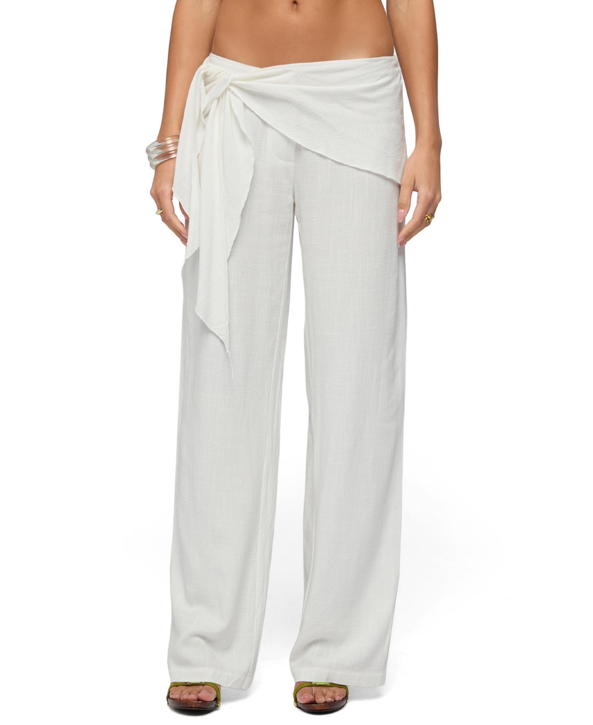 Click here for Edikted Womens Suki Sarong Belt Low-Rise Wide-Leg... prices
