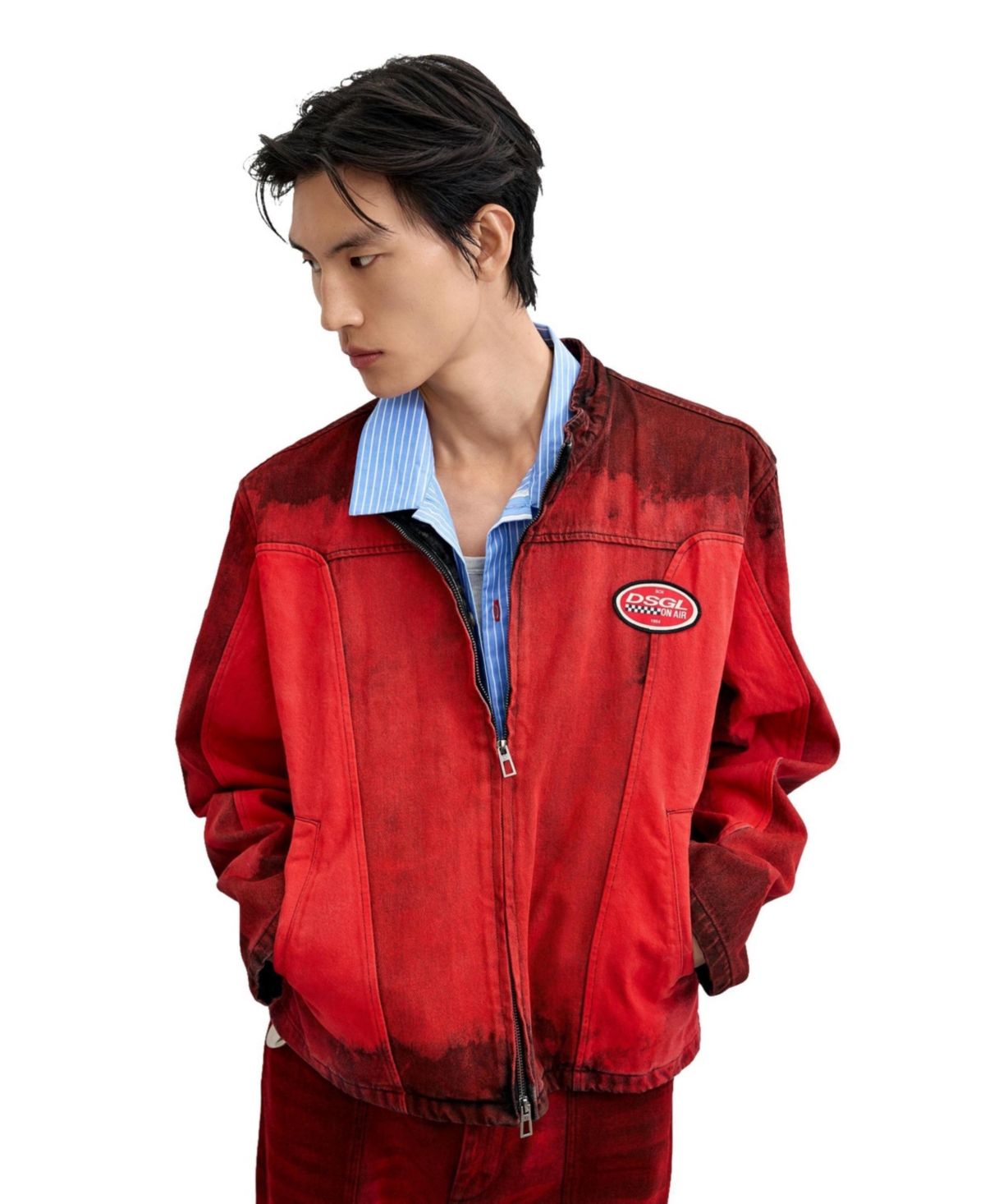 Click here for Desigual Mens Two-tone racing jacket - Red prices