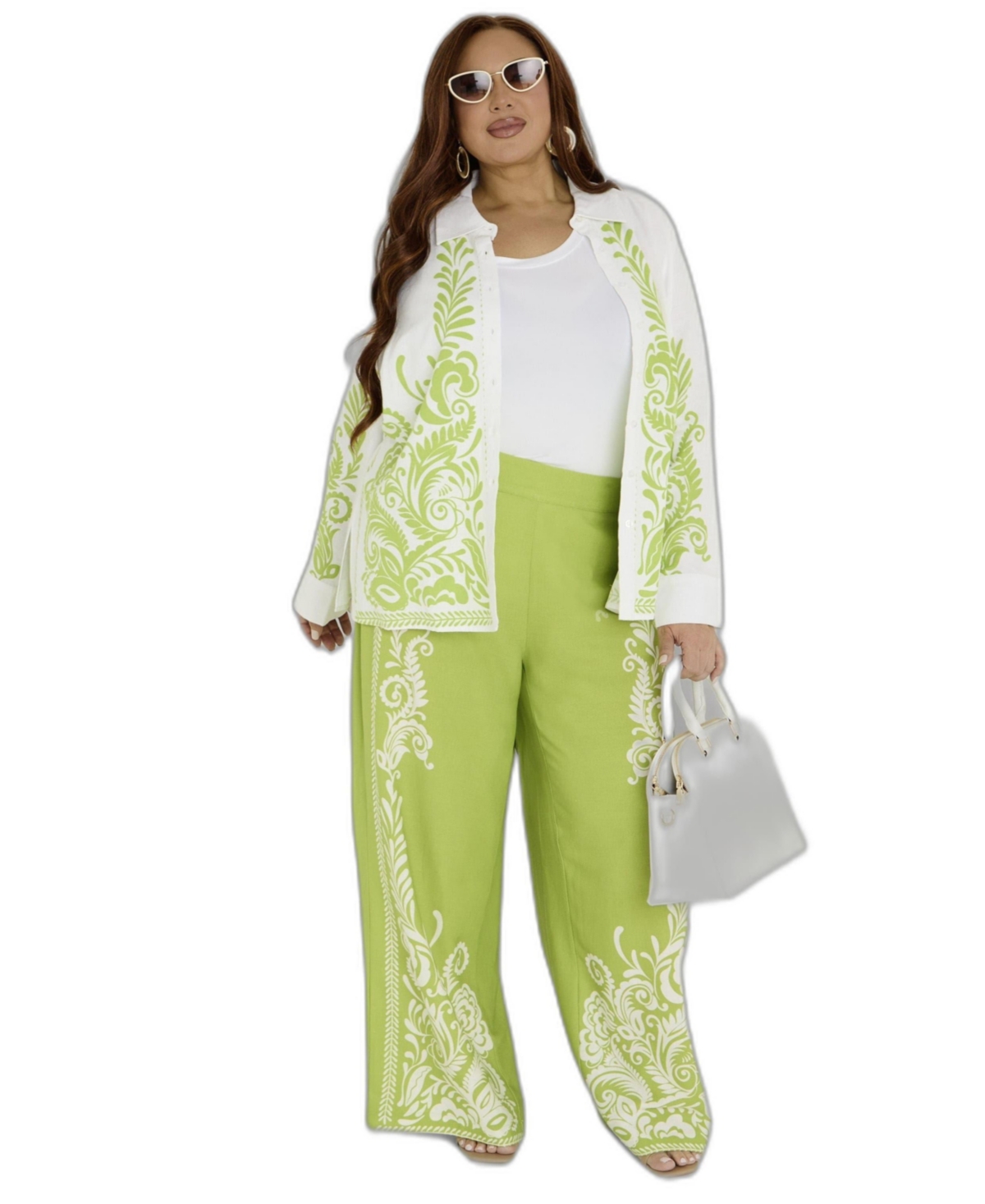 Click here for Ashley Stewart Plus Size Leaf-Print Pull-On Wide-L... prices