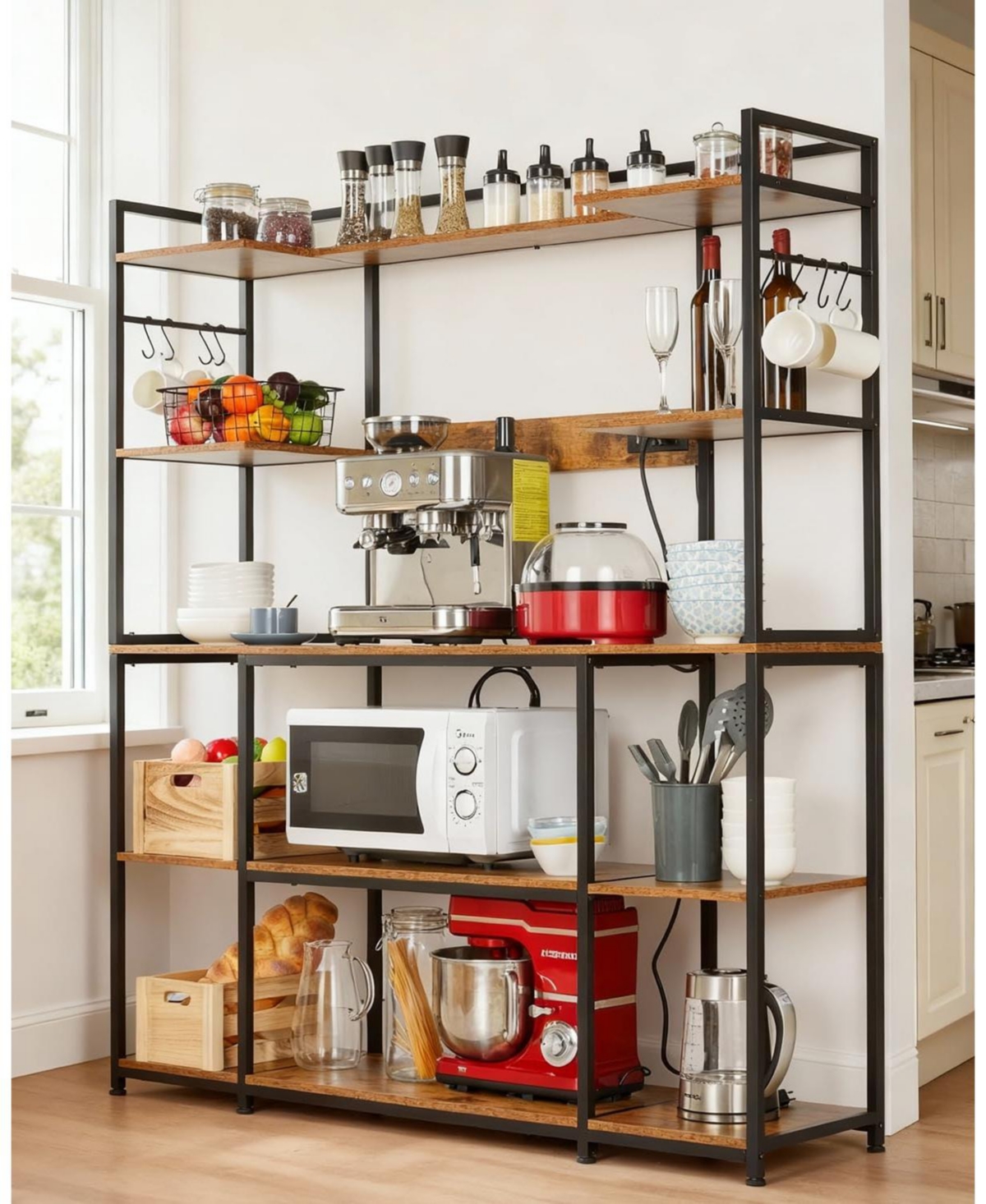 Click here for homfan 4-Tier Industrial Bakers Rack with Power Ou... prices