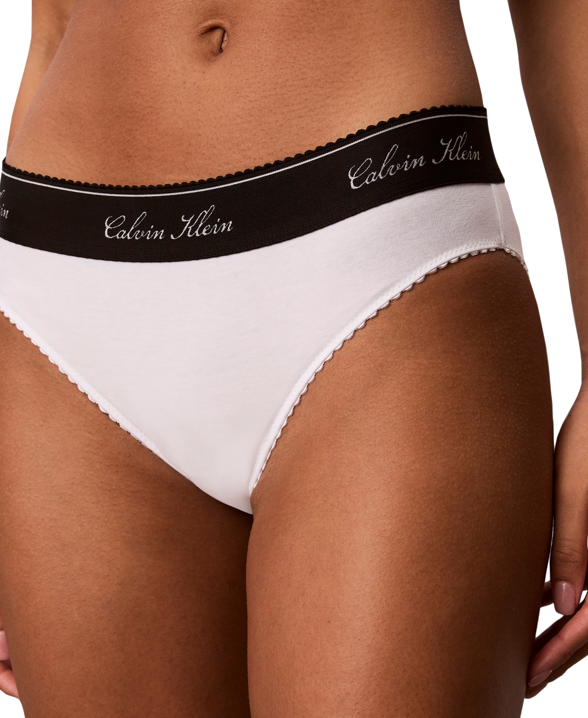 Click here for Calvin Klein Icon Cotton-Modal Blend Script Bikini... prices