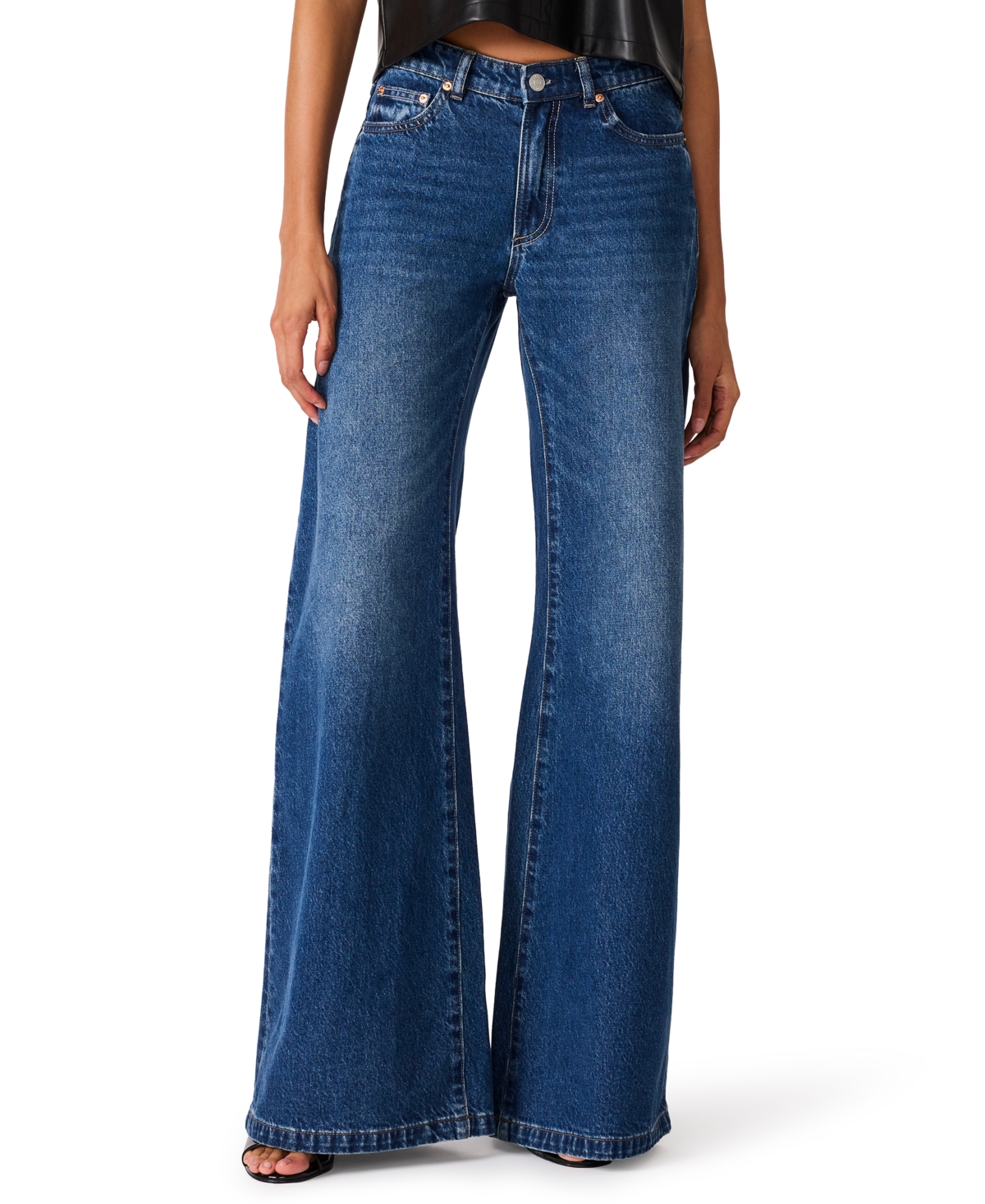 Click here for Steve Madden Womens Mid-Rise Wide-Leg Flare Jeans... prices