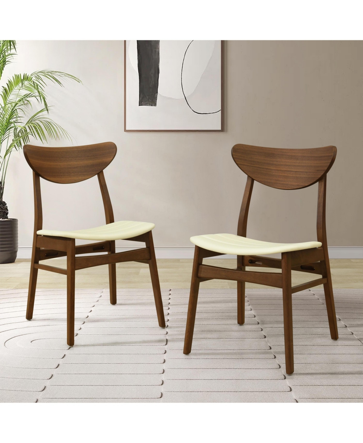 Click here for Flynama Set of 2 Rubberwood Leather Dining Side Ch... prices