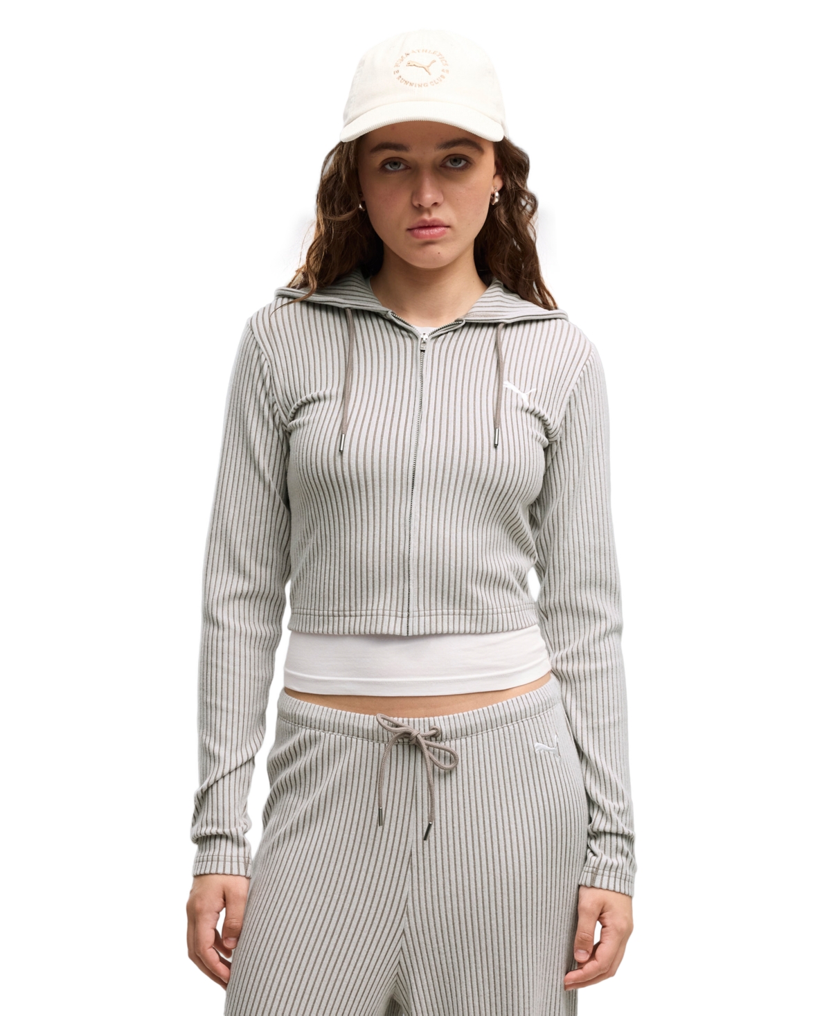 Click here for Puma Womens Ess Full-Zip Cropped Ribbed Hoodie - M... prices