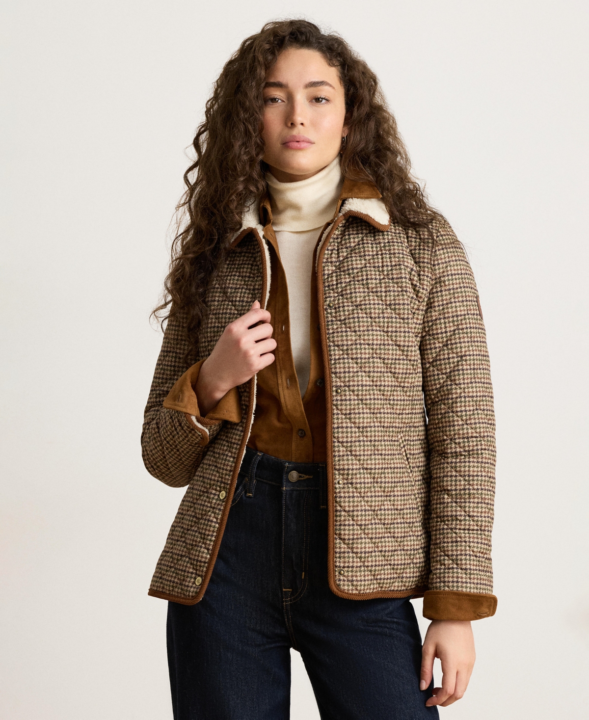 Click here for Lauren Ralph Lauren Womens Faux-Sherpa-Collar Quil... prices