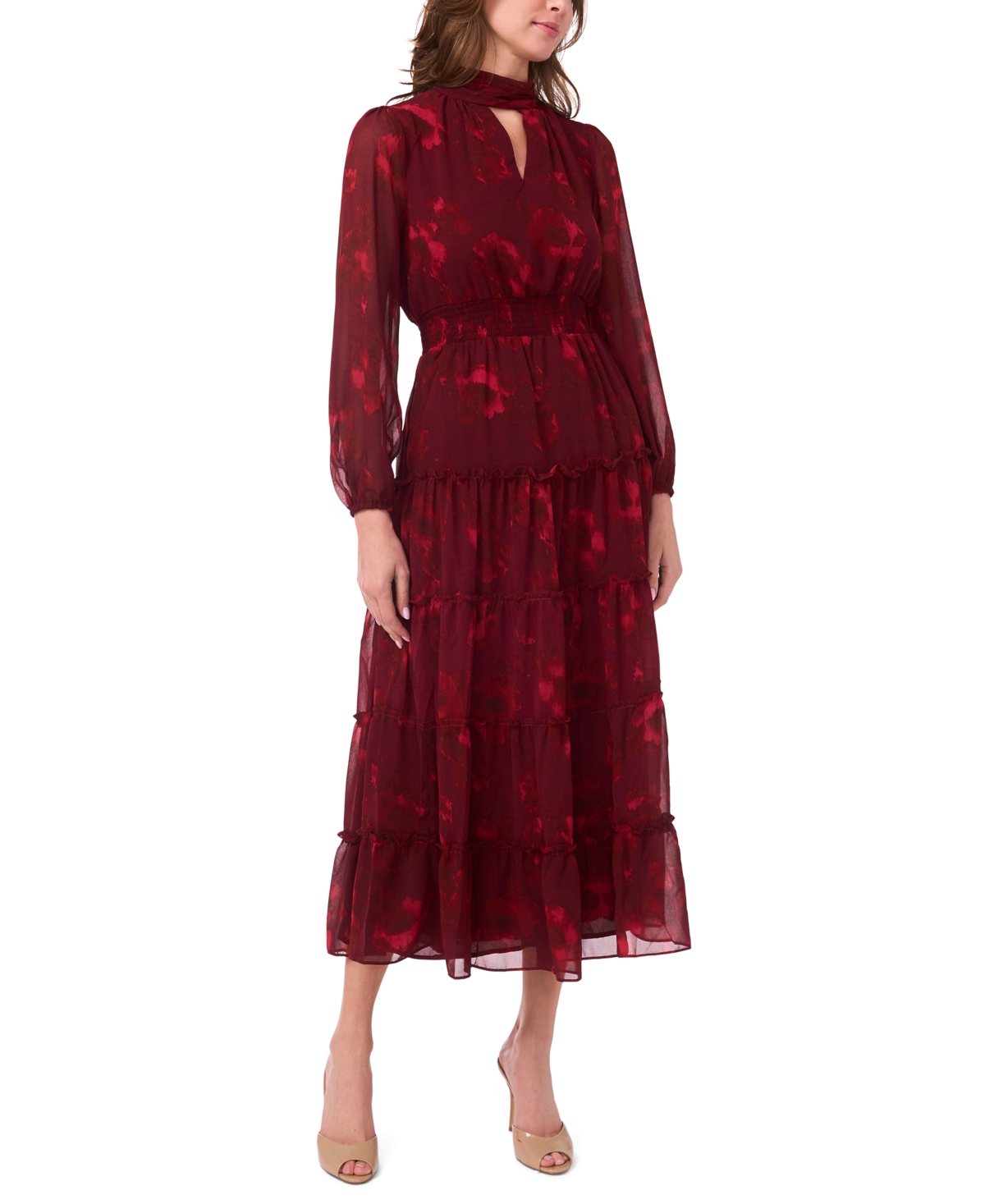 Click here for Msk Petite Long-Sleeve Floral-Print Keyhole Dress... prices