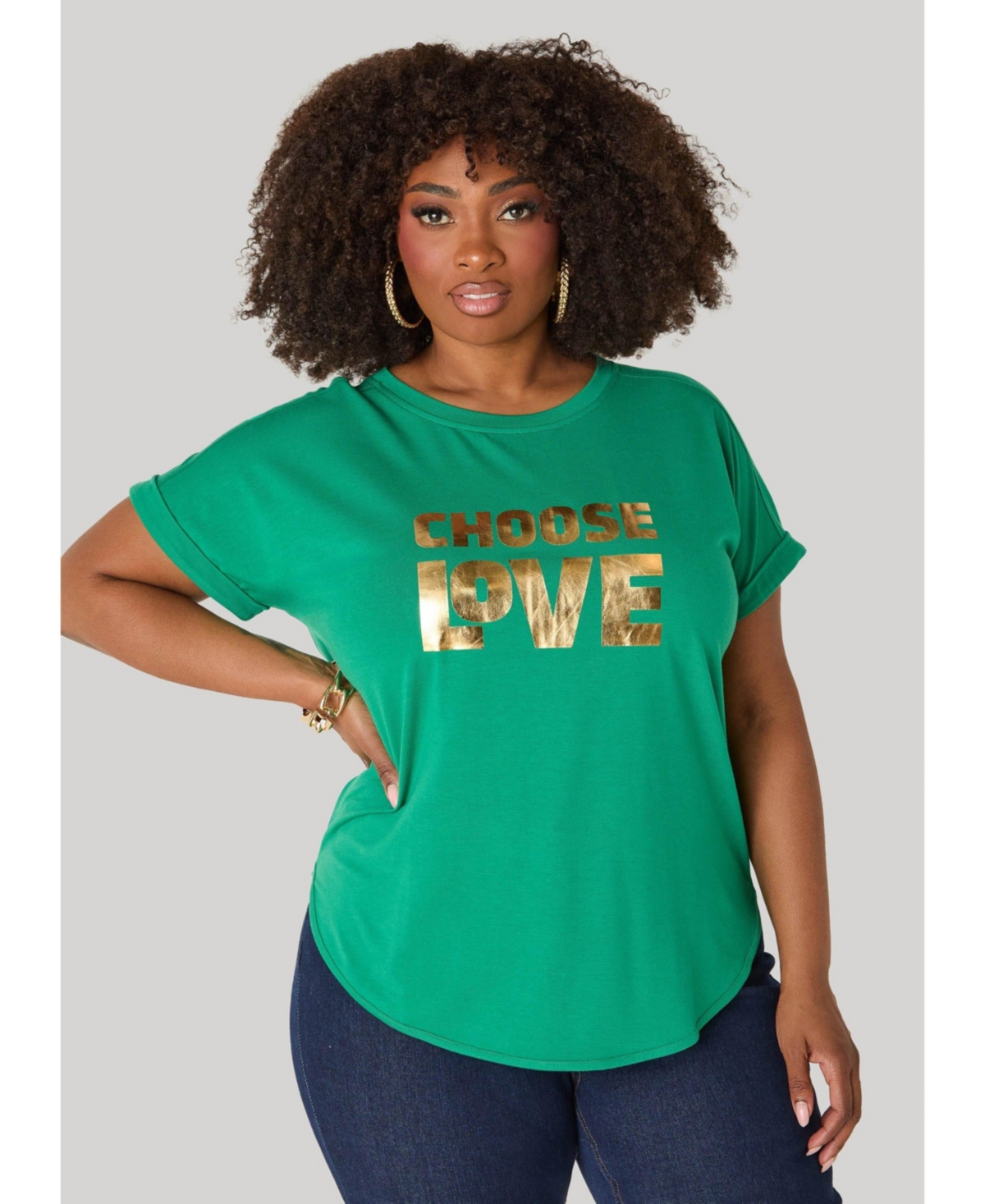 Click here for Ashley Stewart Womens Choose Love Metallic Graphic... prices