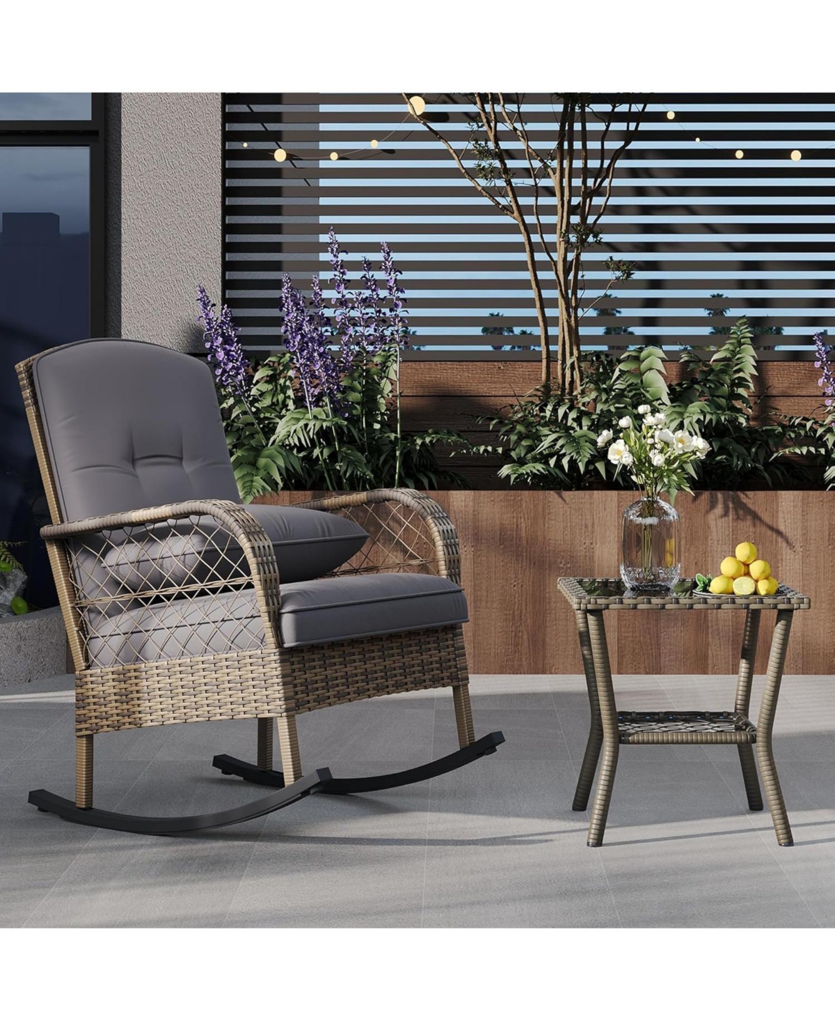 Click here for homfan Outdoor Wicker Rocking Chair  High-Back  Th... prices