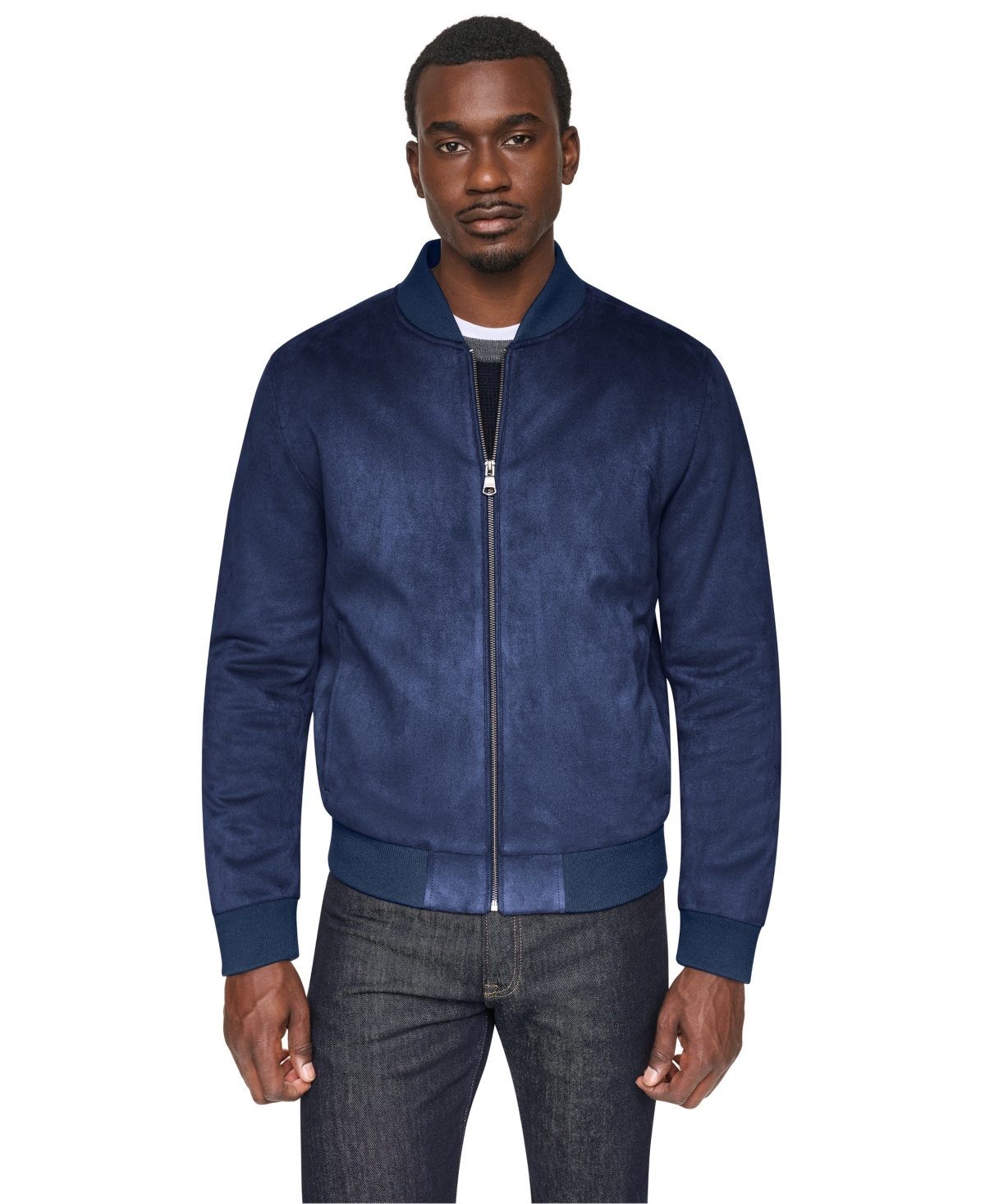 Click here for Dkny Mens Faux-Suede Bomber Jacket - Navy prices