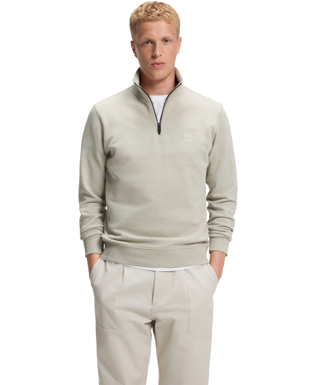 Click here for Boss by Hugo Boss Mens Logo Patch Zip-Neck Sweatsh... prices