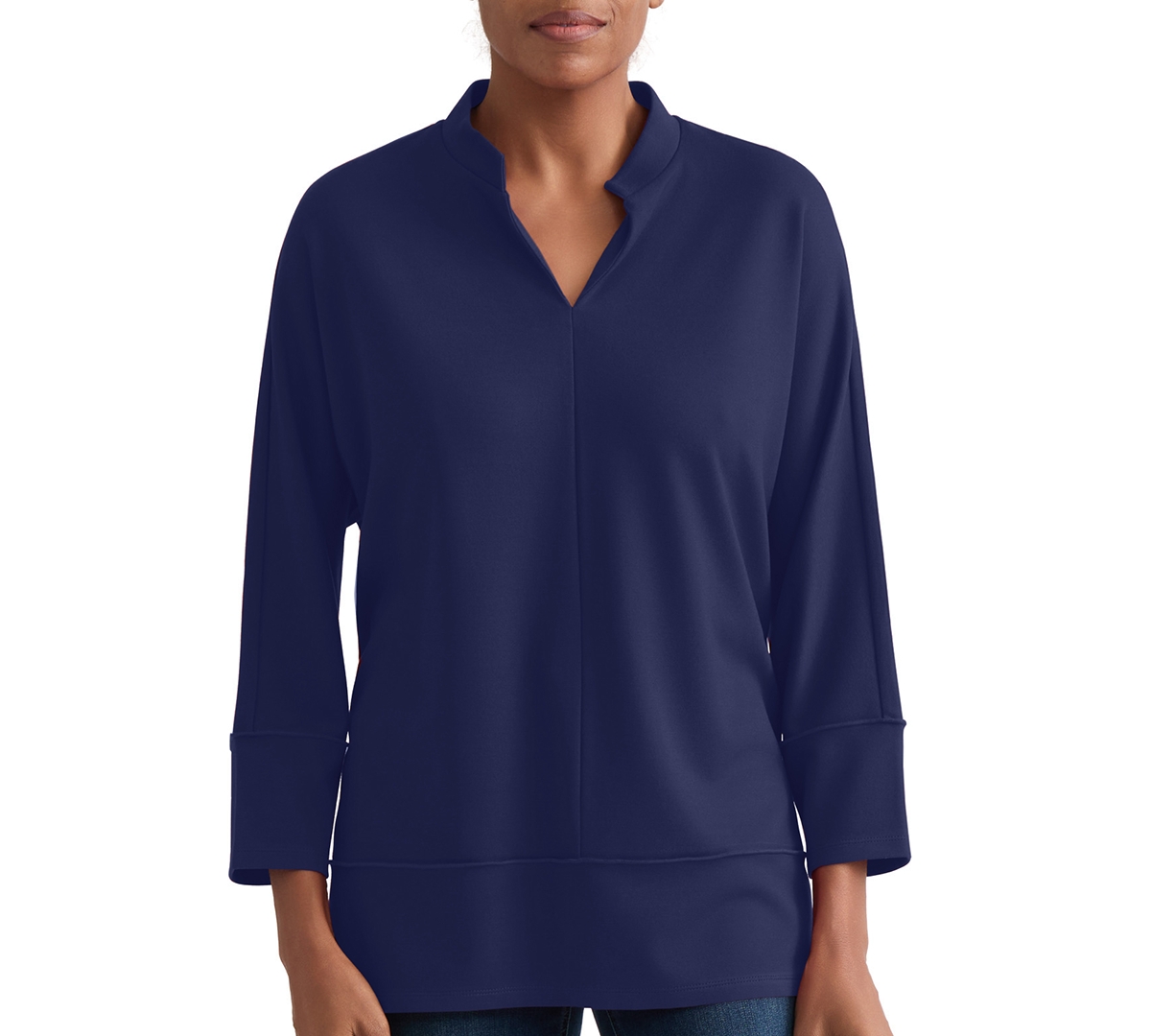 Click here for Jones New York Petite Johnny Collar 3/4-Sleeve Kni... prices