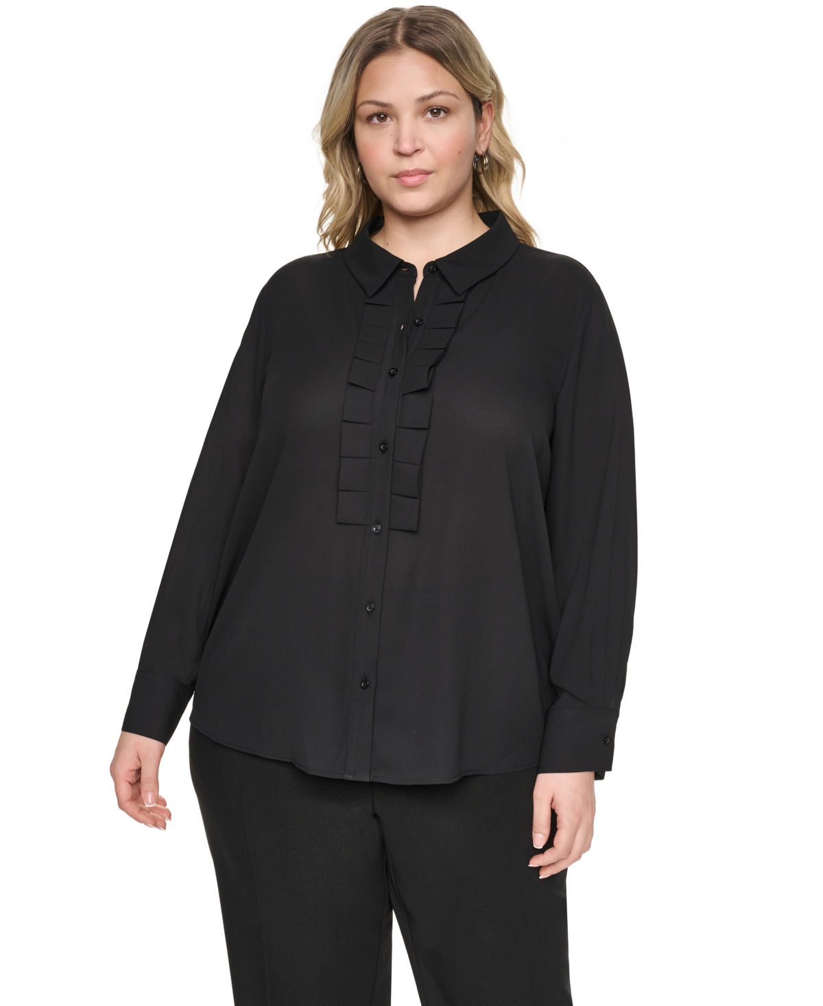 Click here for Karl Lagerfeld Paris Plus Size Long-Sleeve Collare... prices
