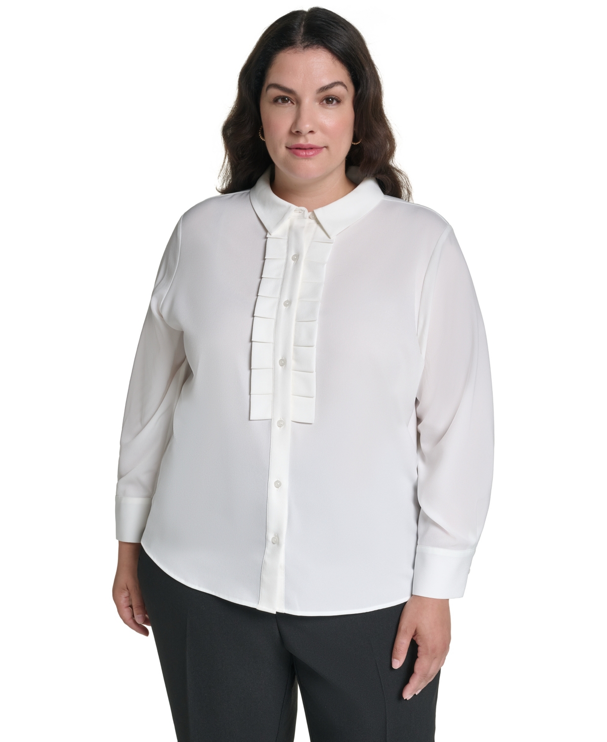 Click here for Karl Lagerfeld Paris Plus Size Long-Sleeve Collare... prices