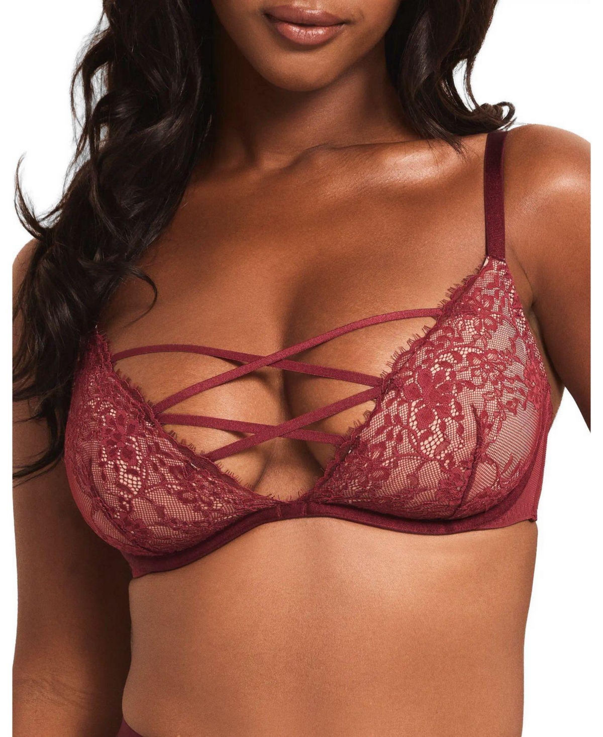 Click here for Adore Me Womens Mila Contour Plunge Bra - Dark red prices