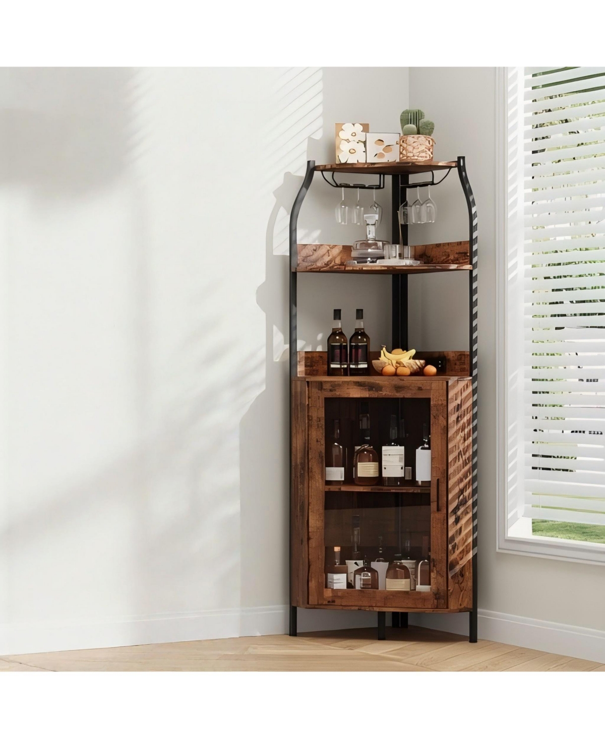 Click here for 17.7x17.7x60in Wine Cabinet with Curved Arch Desig... prices