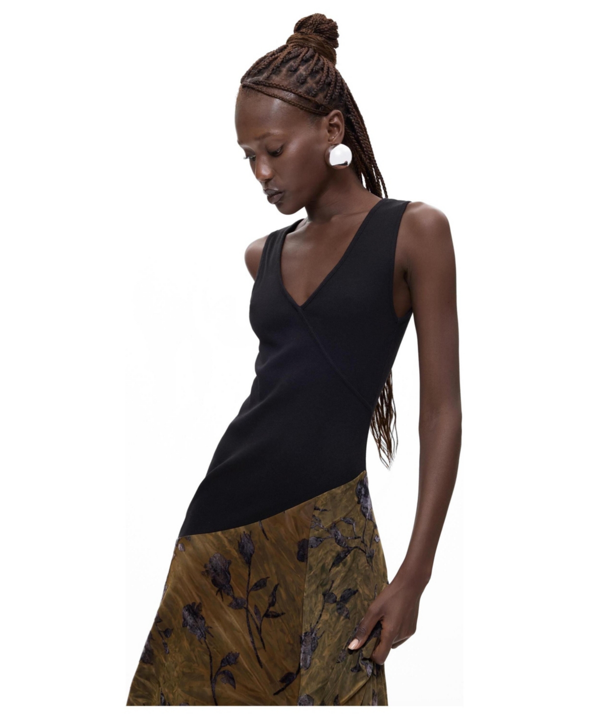 Click here for Desigual Womens Midi Dress Combined flocked - Blac... prices