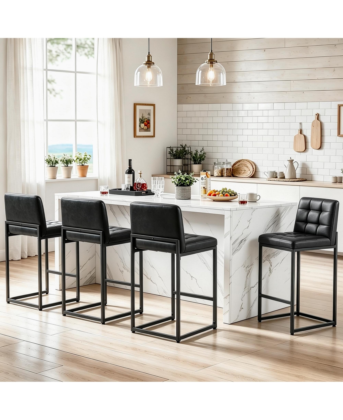 Click here for Bar Stools Set of 4  Mid-Century Modern Upholstere... prices