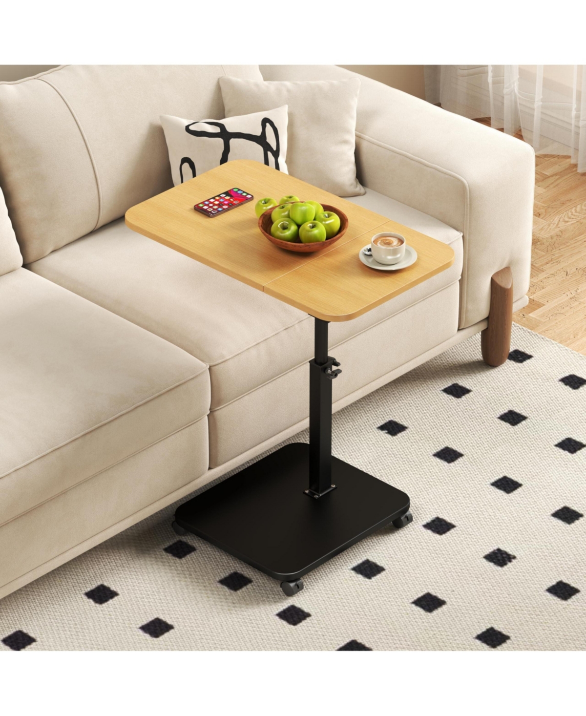 Click here for Adjustable Height C-Shaped End Table with Wheels a... prices