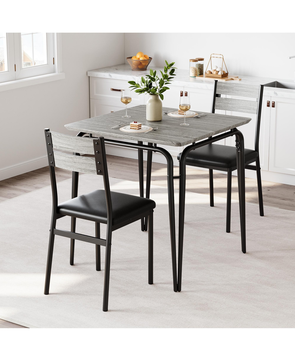 Click here for Kitchen Table and Chairs Set of 3 Square Dinette w... prices