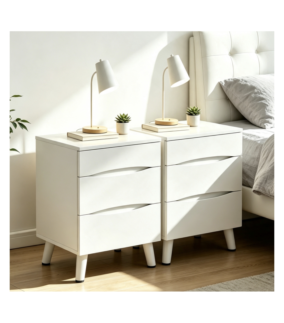 Click here for Nightstands Set of 2  Mdf Bedside Tables with 3 St... prices