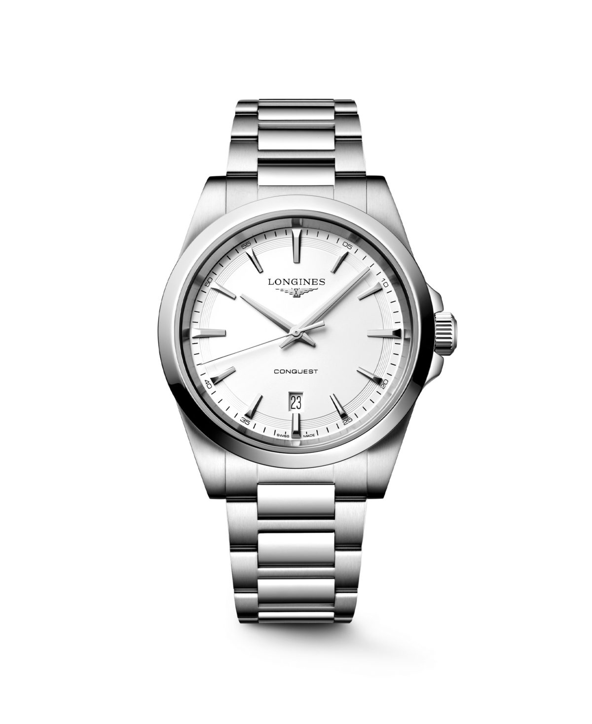 Click here for Longines Mens Conquest Silver Stainless Steel Stra... prices