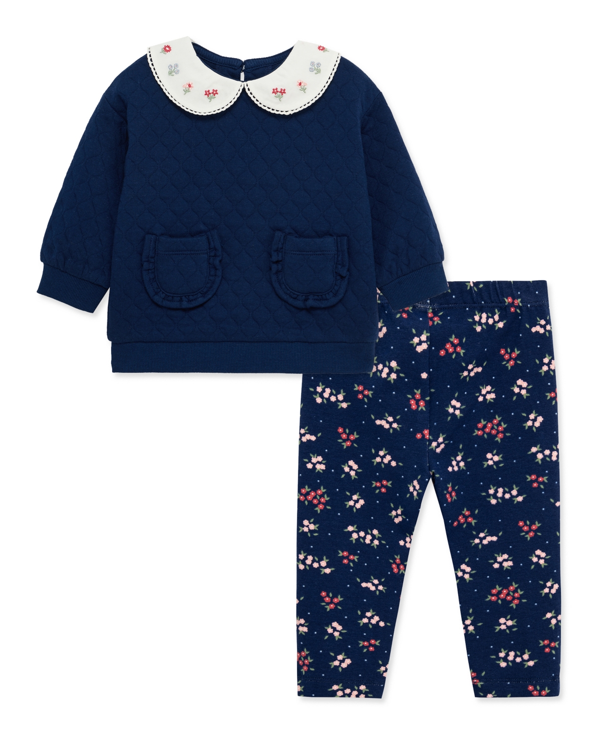 Click here for Little Me Baby Girls White Collar Sweatshirt and F... prices