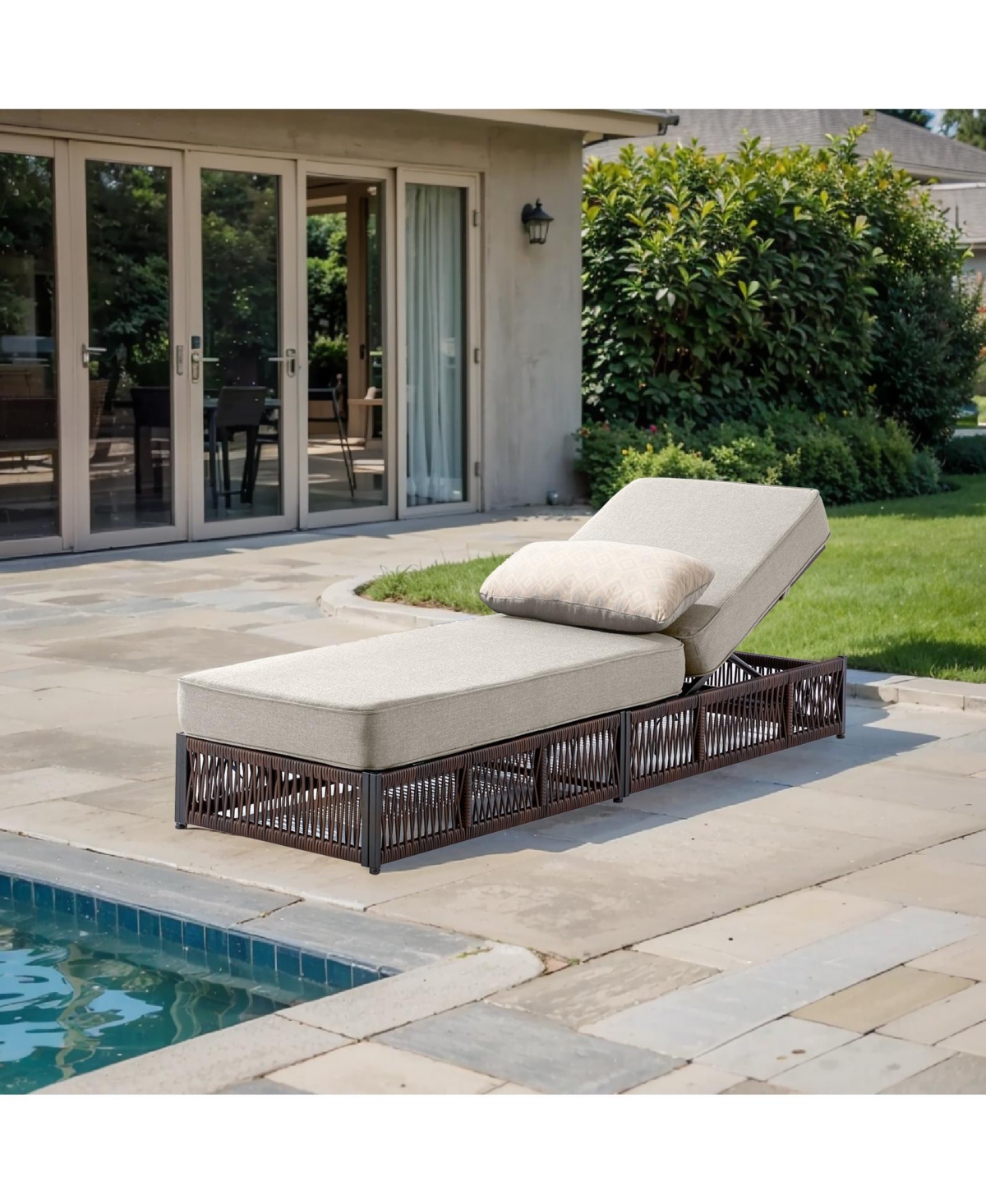 Click here for Pocassy Outdoor Reclining Chaise Lounge with 5inc... prices