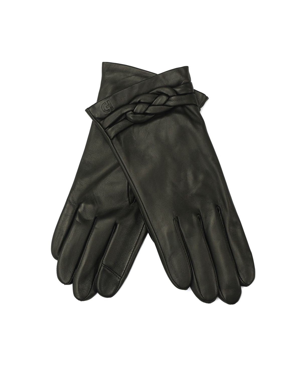 Click here for Cole Haan Womens Knot Detail Leather Gloves - Blac... prices