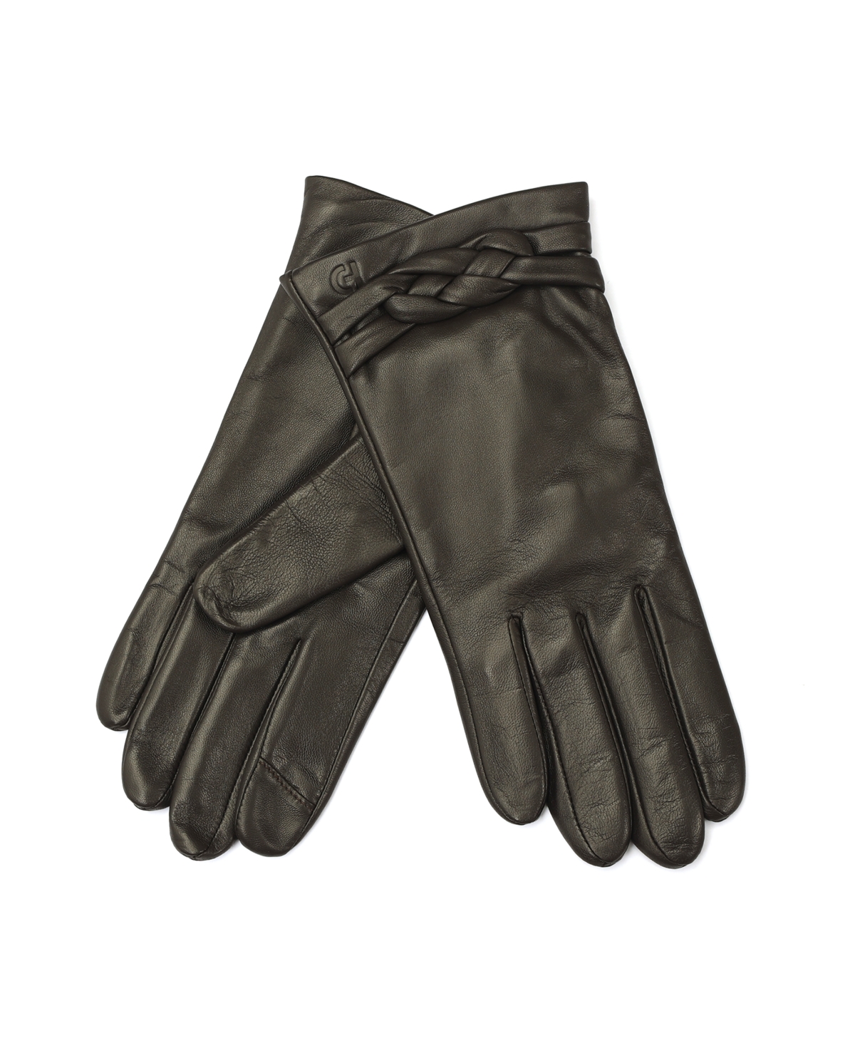 Click here for Cole Haan Womens Knot Detail Leather Gloves - Brow... prices
