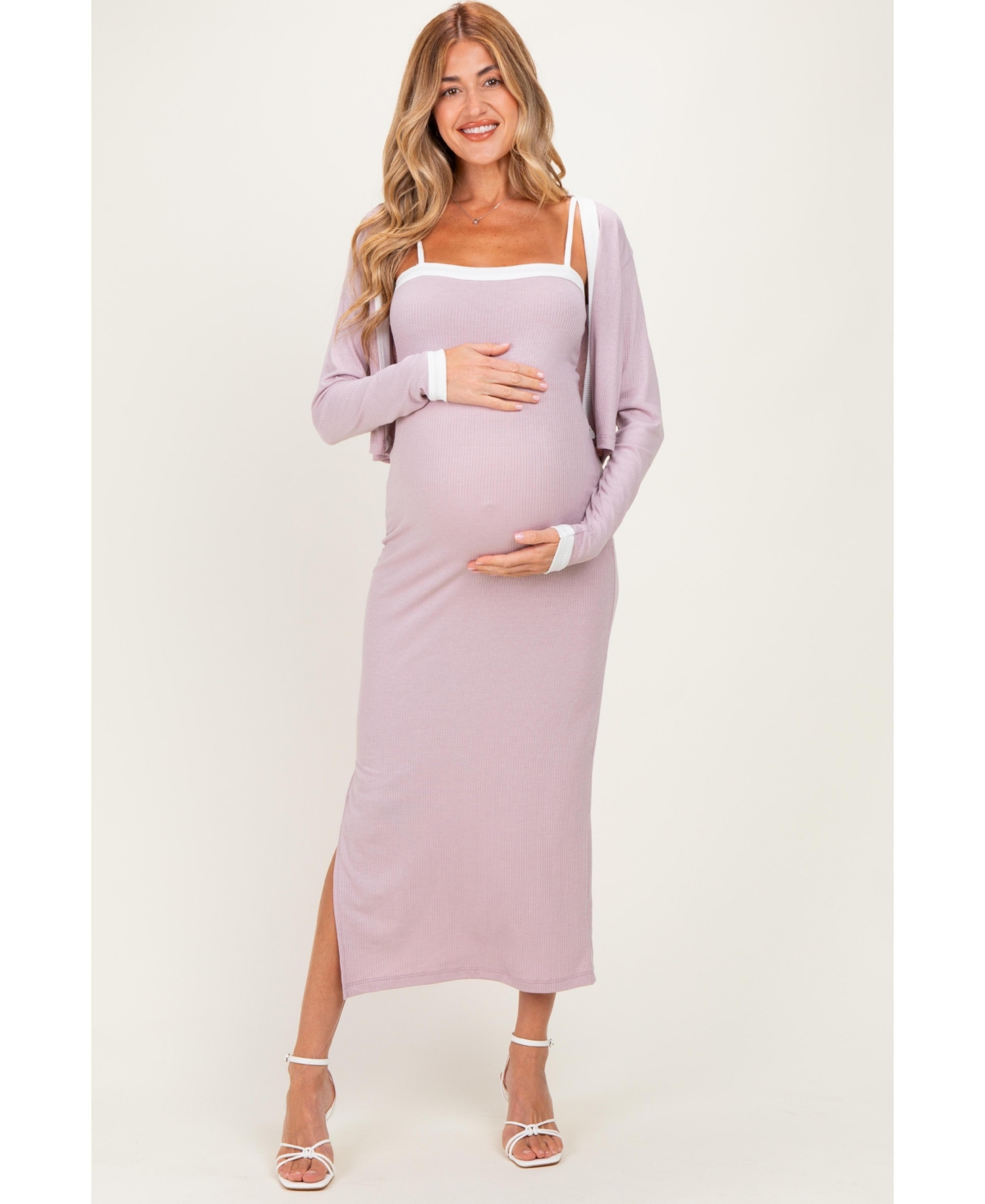 Click here for Pinkblush Womens Light Pink/ White Color Block Sle... prices