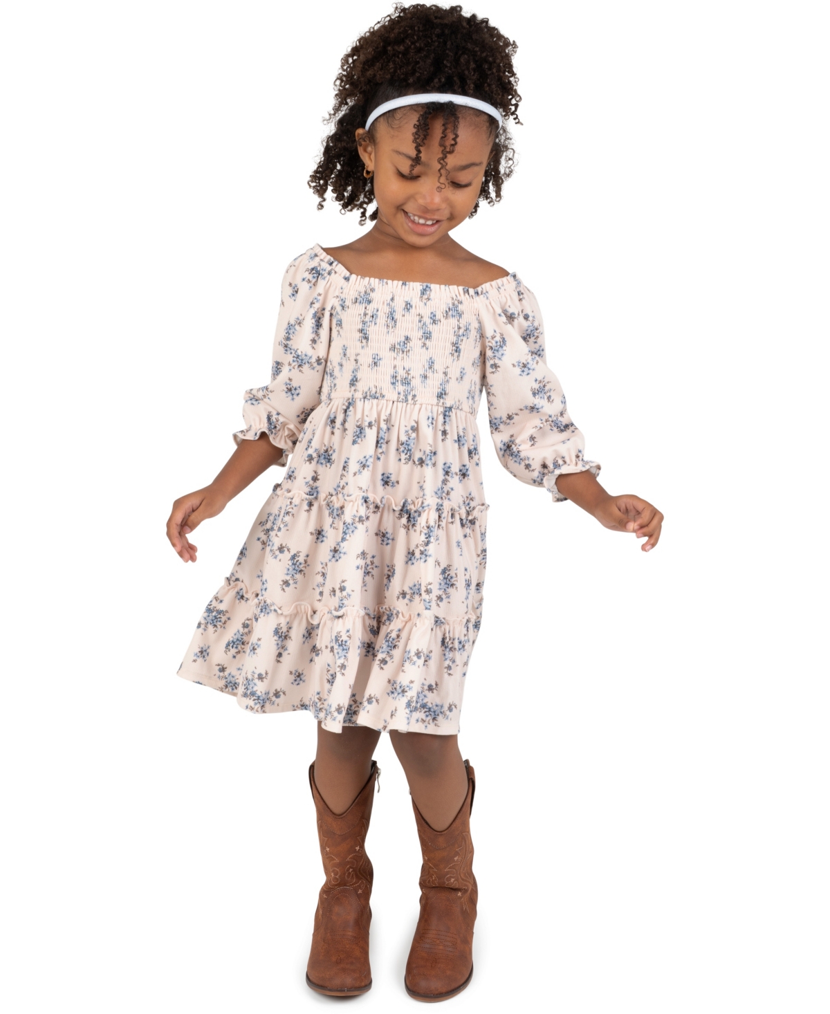 Click here for Rare Editions Girls 4T-6X Floral Print Hand-Smocke... prices
