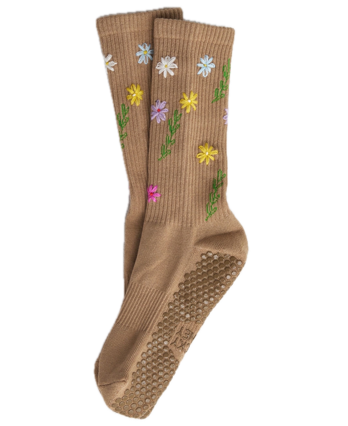 Click here for Lucky Honey Womens Wildflower Grip Crew Socks - Ta... prices
