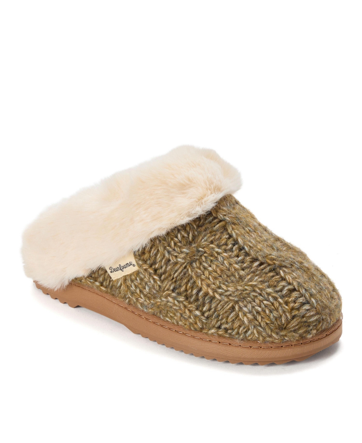 Click here for Dearfoams Womens Nicki Knit Scuff Cable Knit Slipp... prices