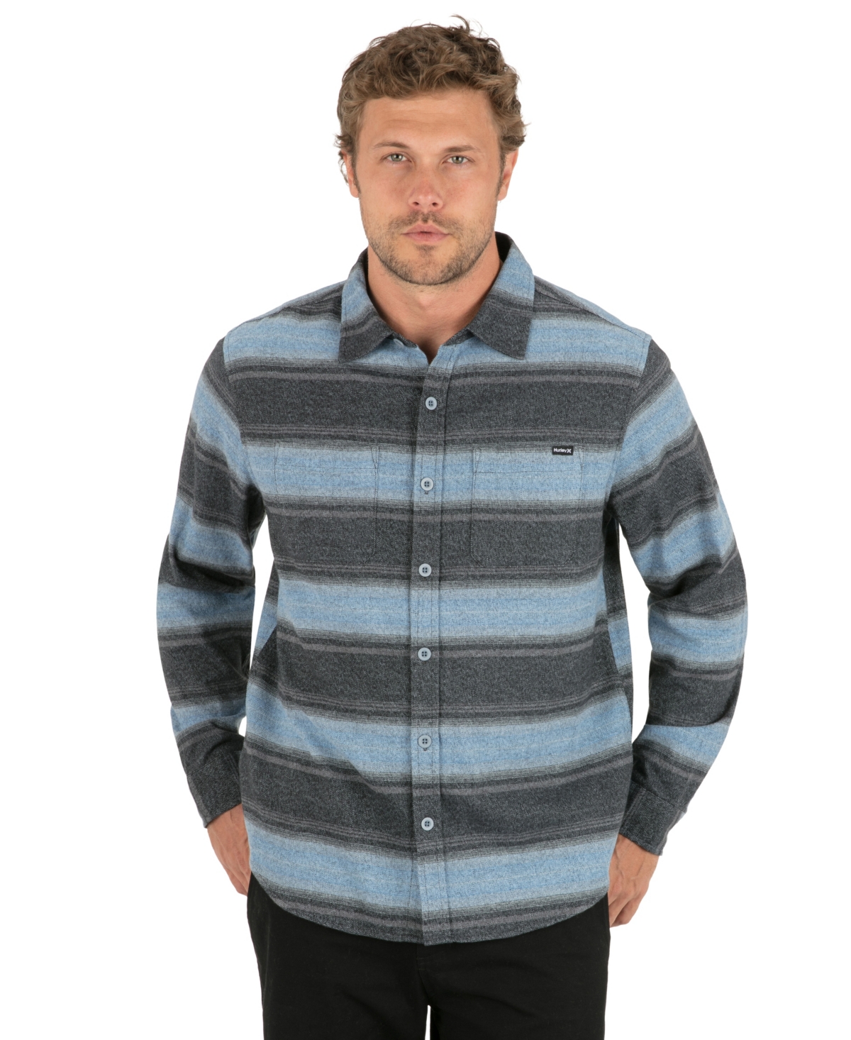 Click here for Hurley Mens Eugene Stripe Flannel Long-Sleeve Shir... prices