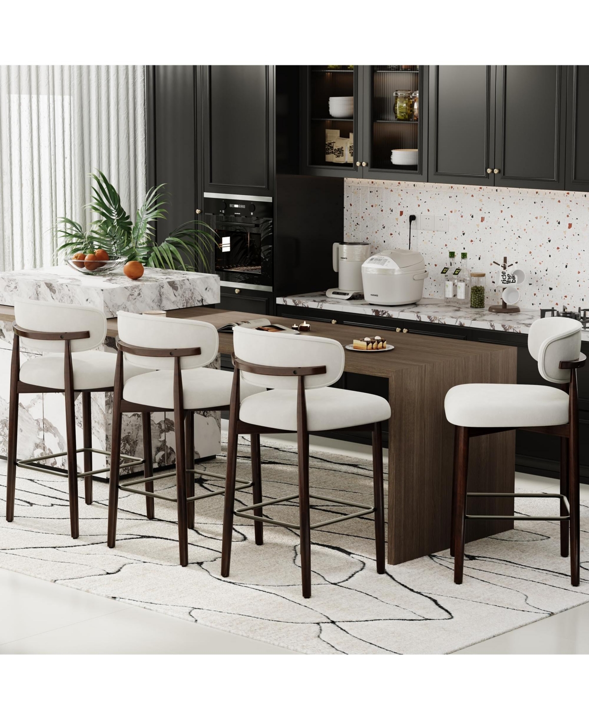 Click here for gaomon Set of 4 Upholstered Counter Height Bar Sto... prices