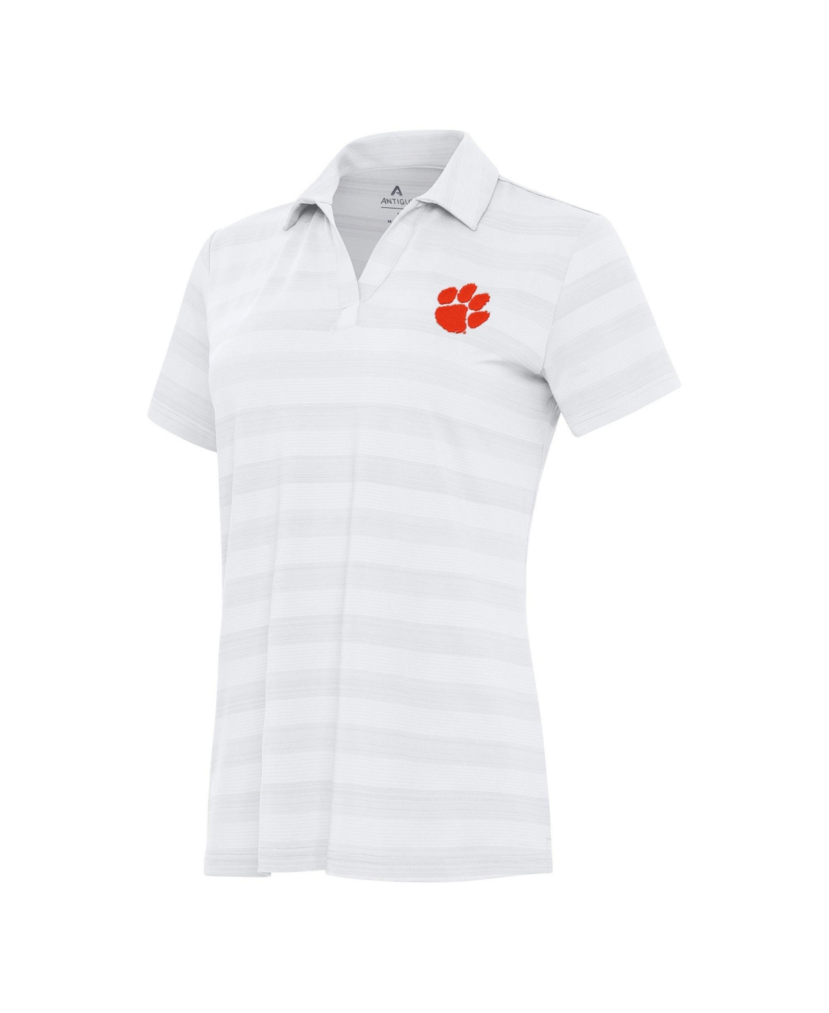 Click here for Antigua Womens White Clemson Tigers Tunnel Polo Sh... prices