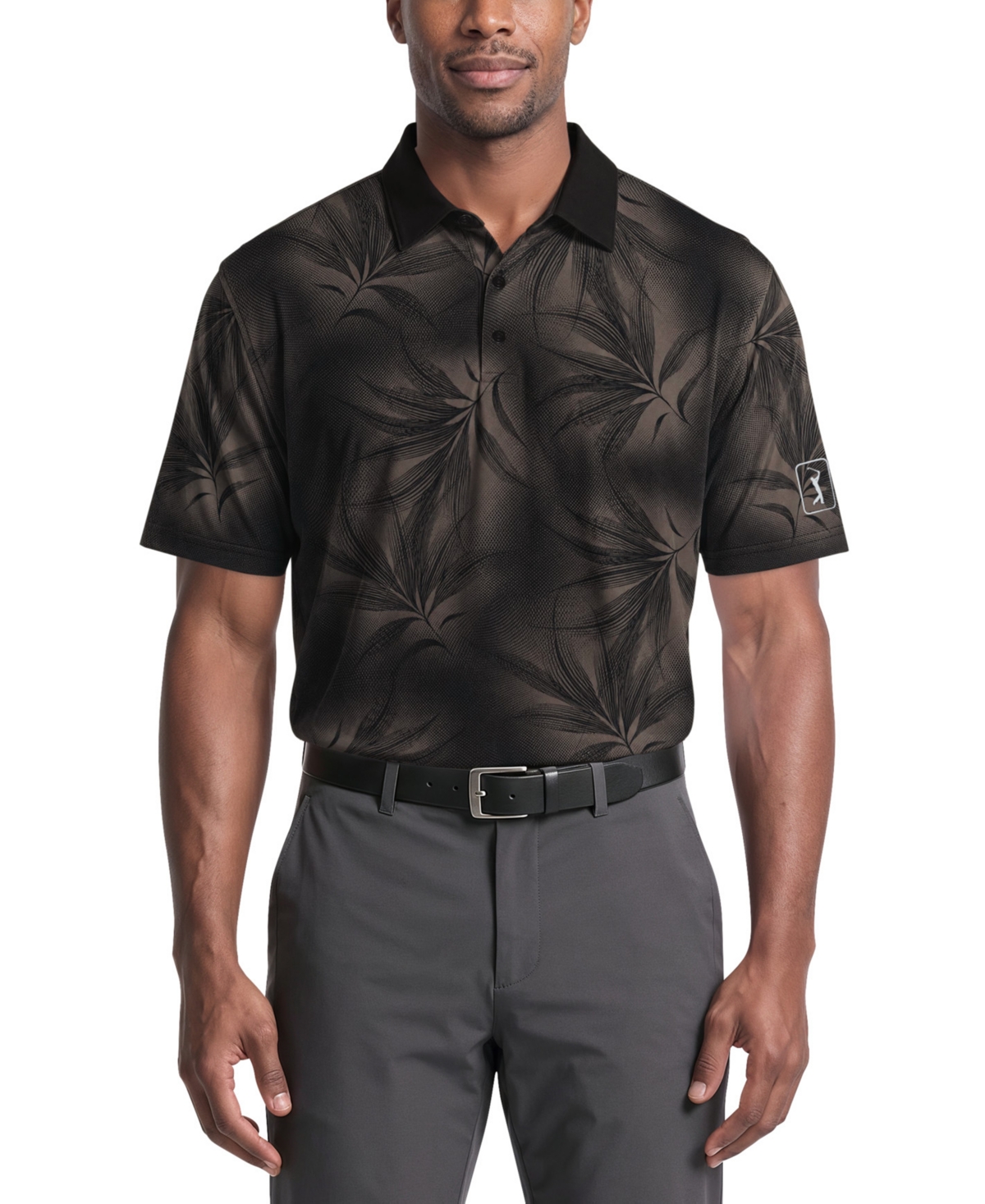 Click here for Pga Tour Mens Foliage Print Golf Regular-Fit Polo... prices