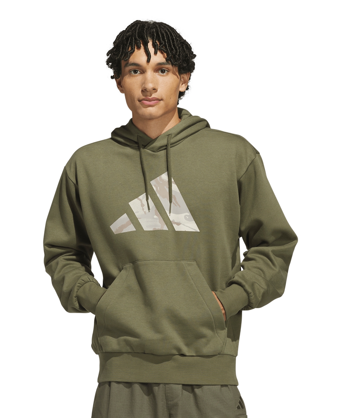 Click here for adidas Mens Logo Fleece Hoodie - Olive Strata/Blac... prices