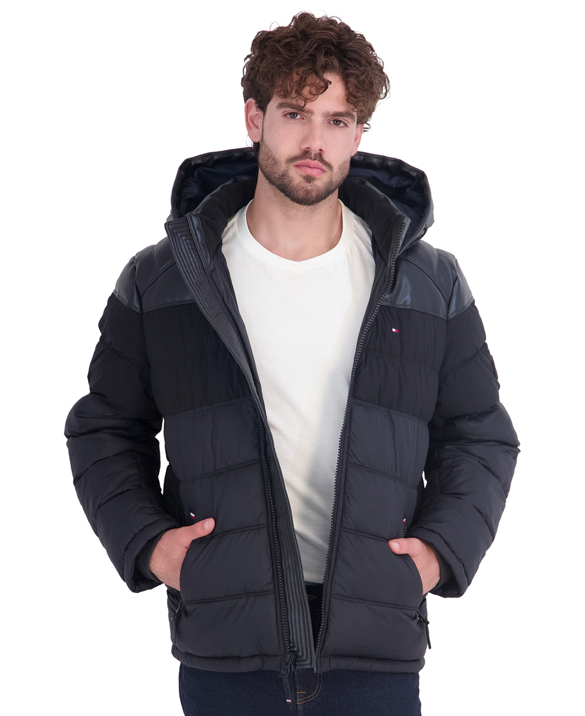 Click here for Tommy Hilfiger Mens Hooded Puffer Jacket - Black P... prices