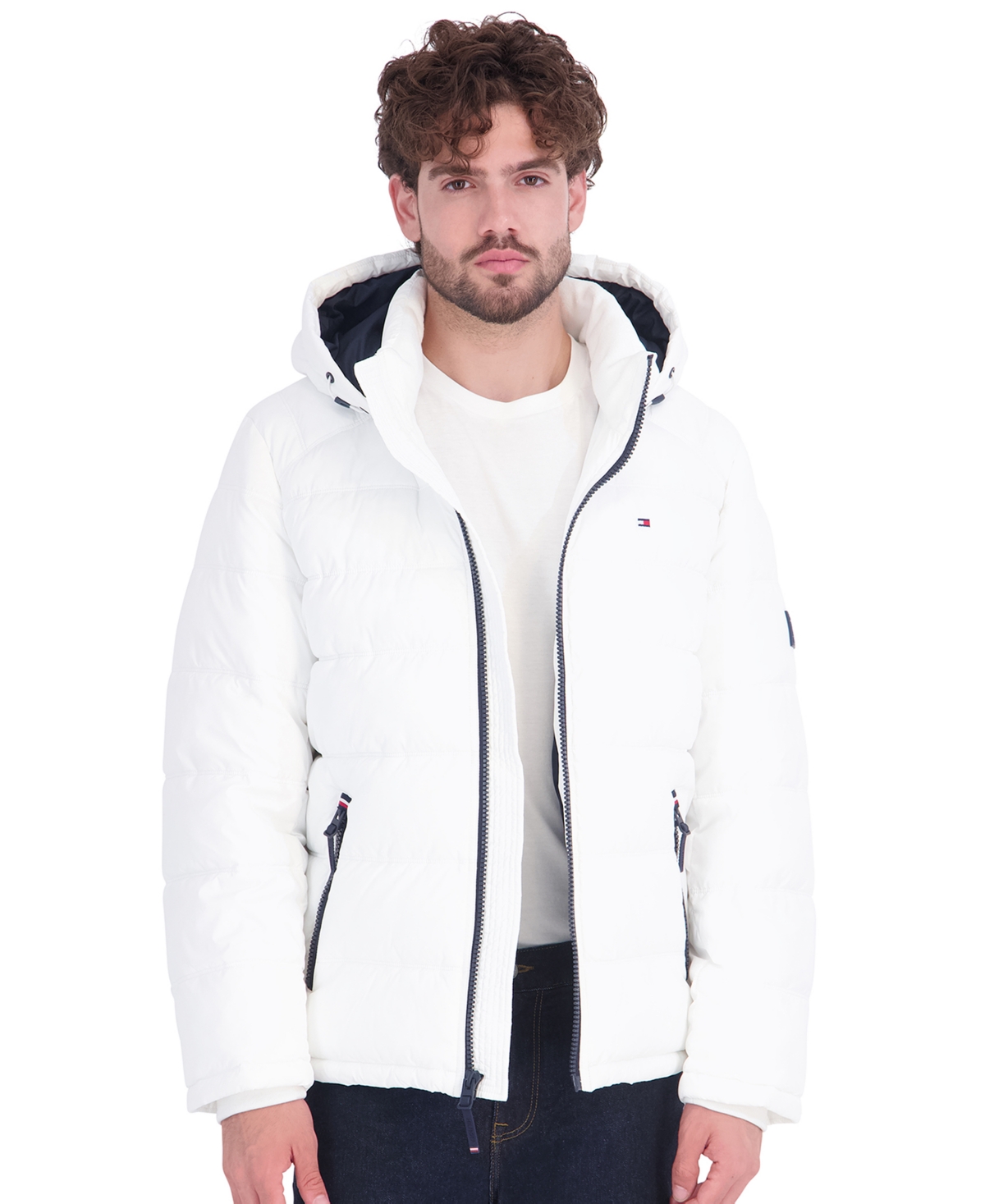 Click here for Tommy Hilfiger Mens Hooded Puffer Jacket - White prices