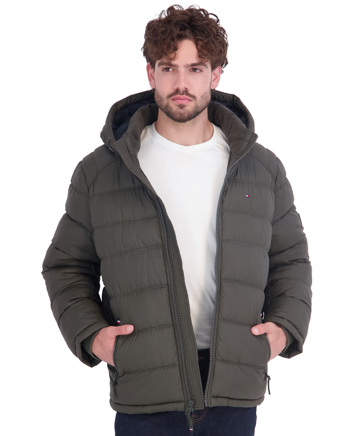 Click here for Tommy Hilfiger Mens Hooded Puffer Jacket - Olive prices
