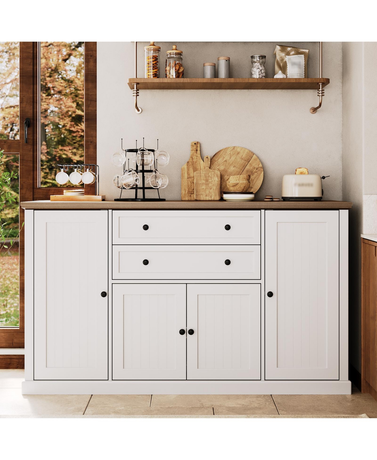 Click here for 58 Farmhouse Sideboard Buffet Cabinet with 2 Drawe... prices
