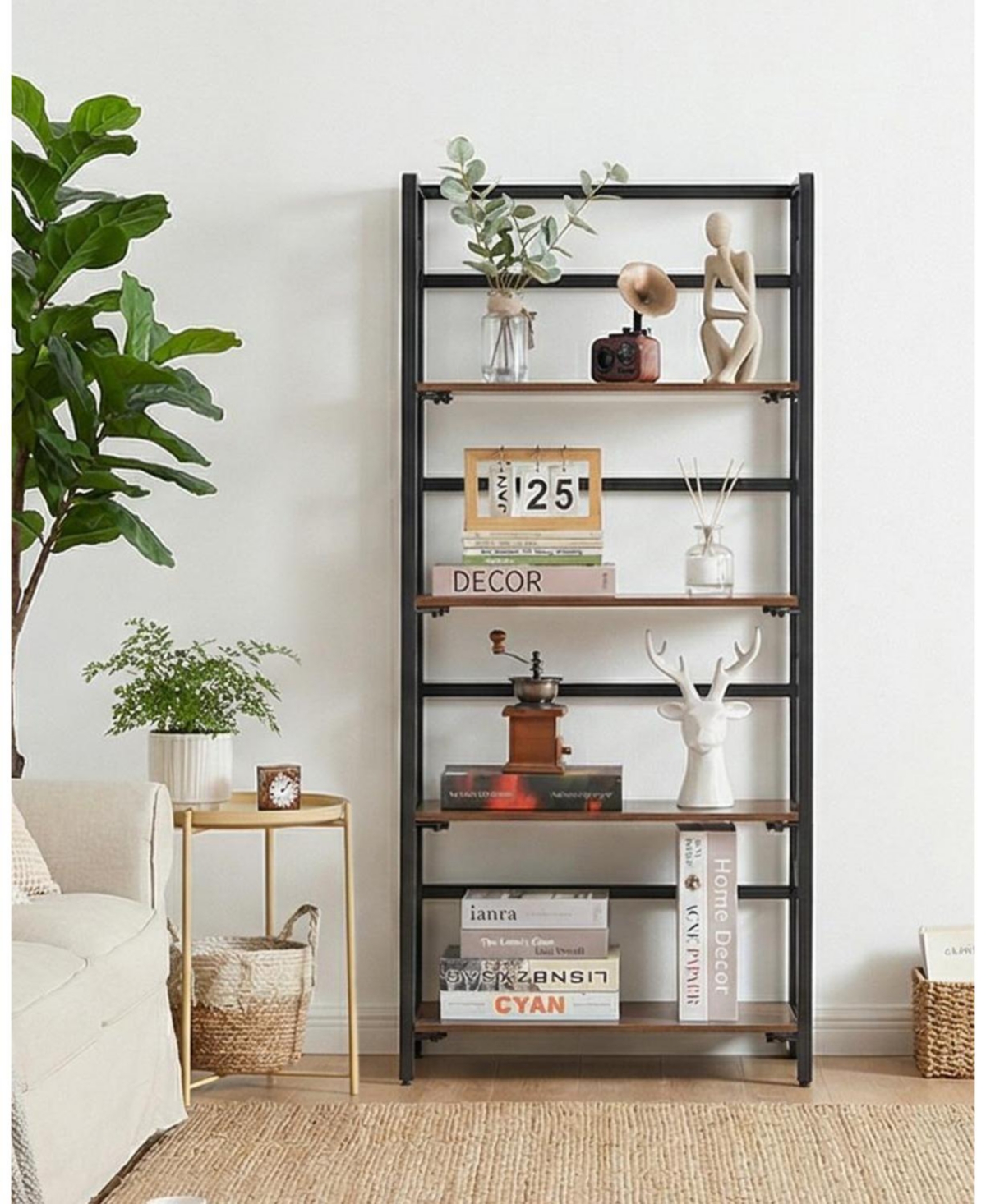 Click here for 4-Tier No-Assembly Folding Bookshelf  Vintage Brow... prices