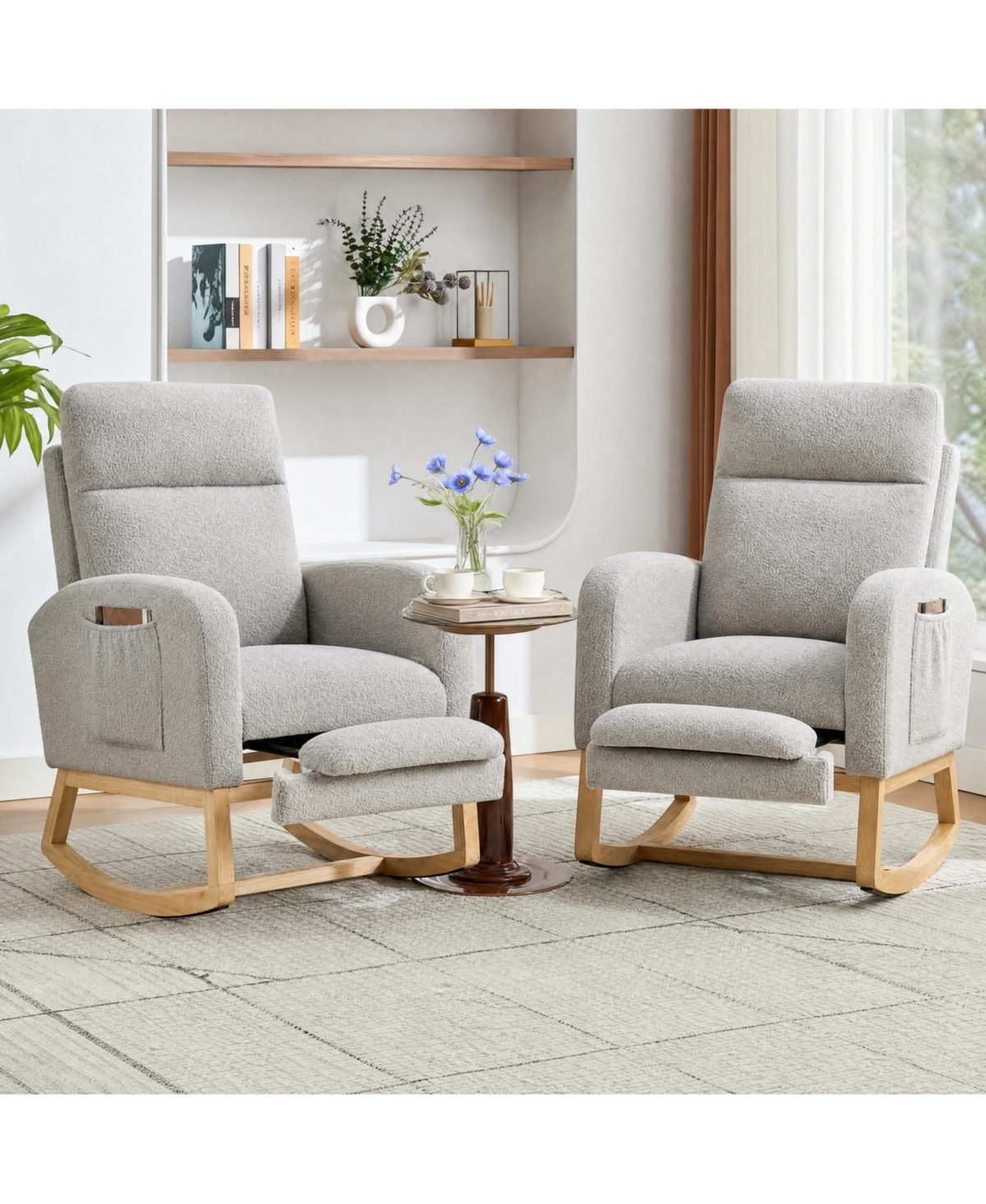 Click here for Rocking Chair Set of 2 Soft Fabric with Adjustable... prices