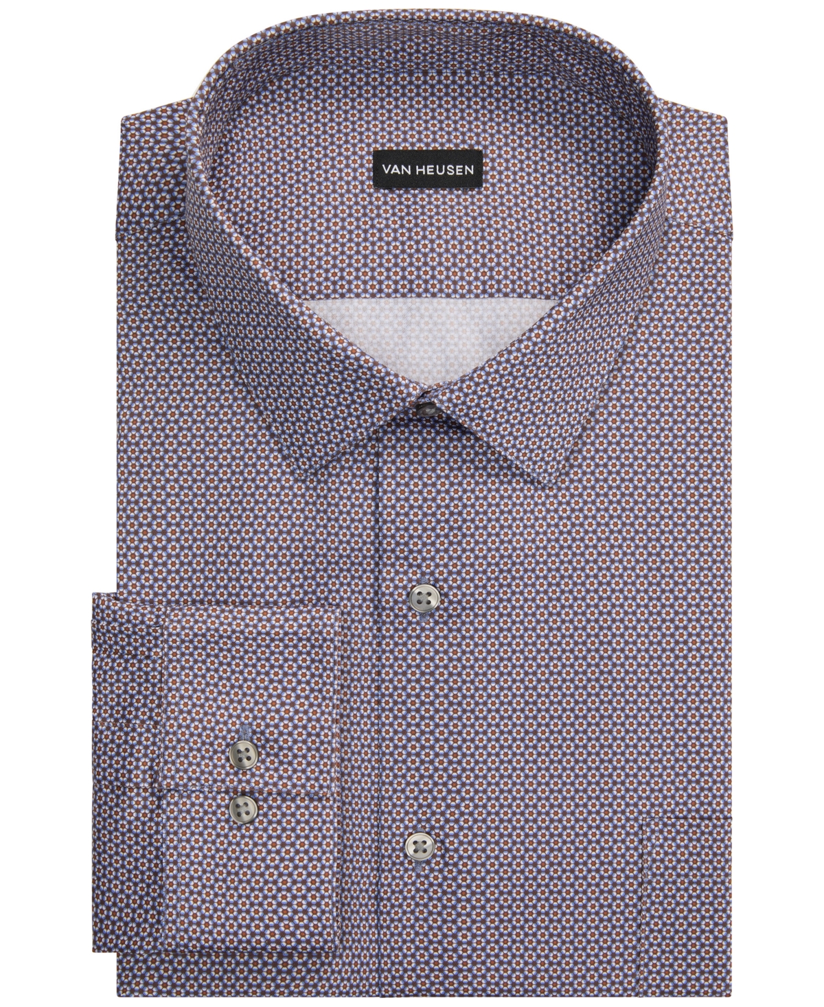 Click here for Van Heusen Mens Regular-Fit Dress Shirt - Brown Mu... prices