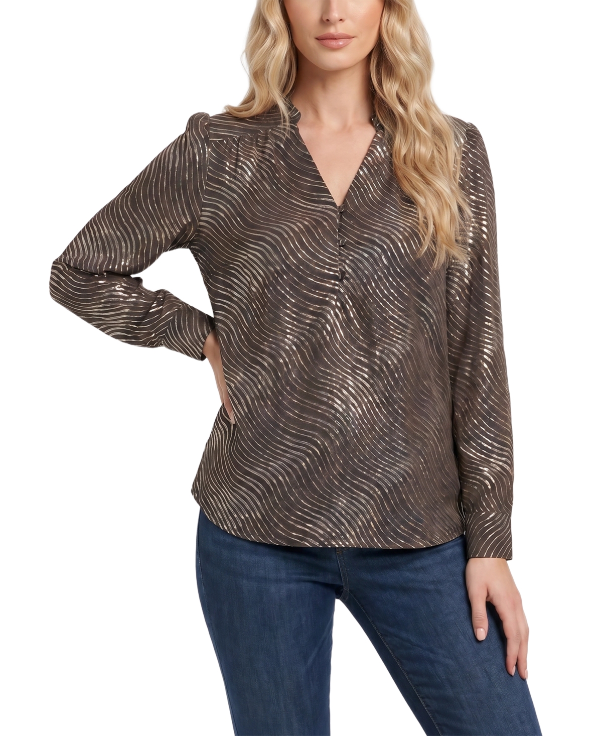 Click here for Ny Collection Womens Petite Metallic Ruched-Should... prices